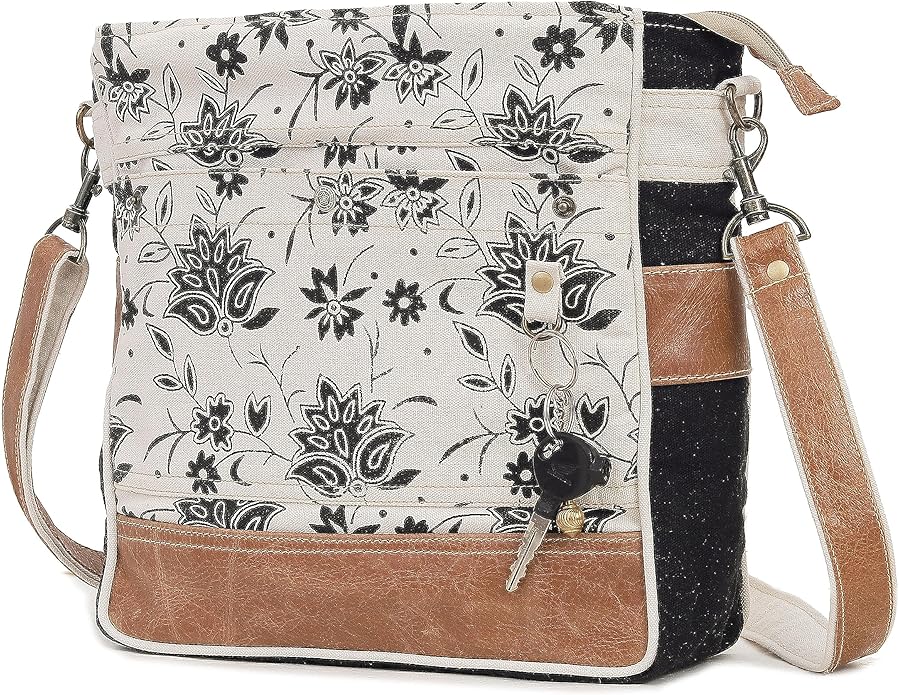 Amazon.com: CLA Bags SEL de MER Upcycled Off-White Blossom Print Canvas ...