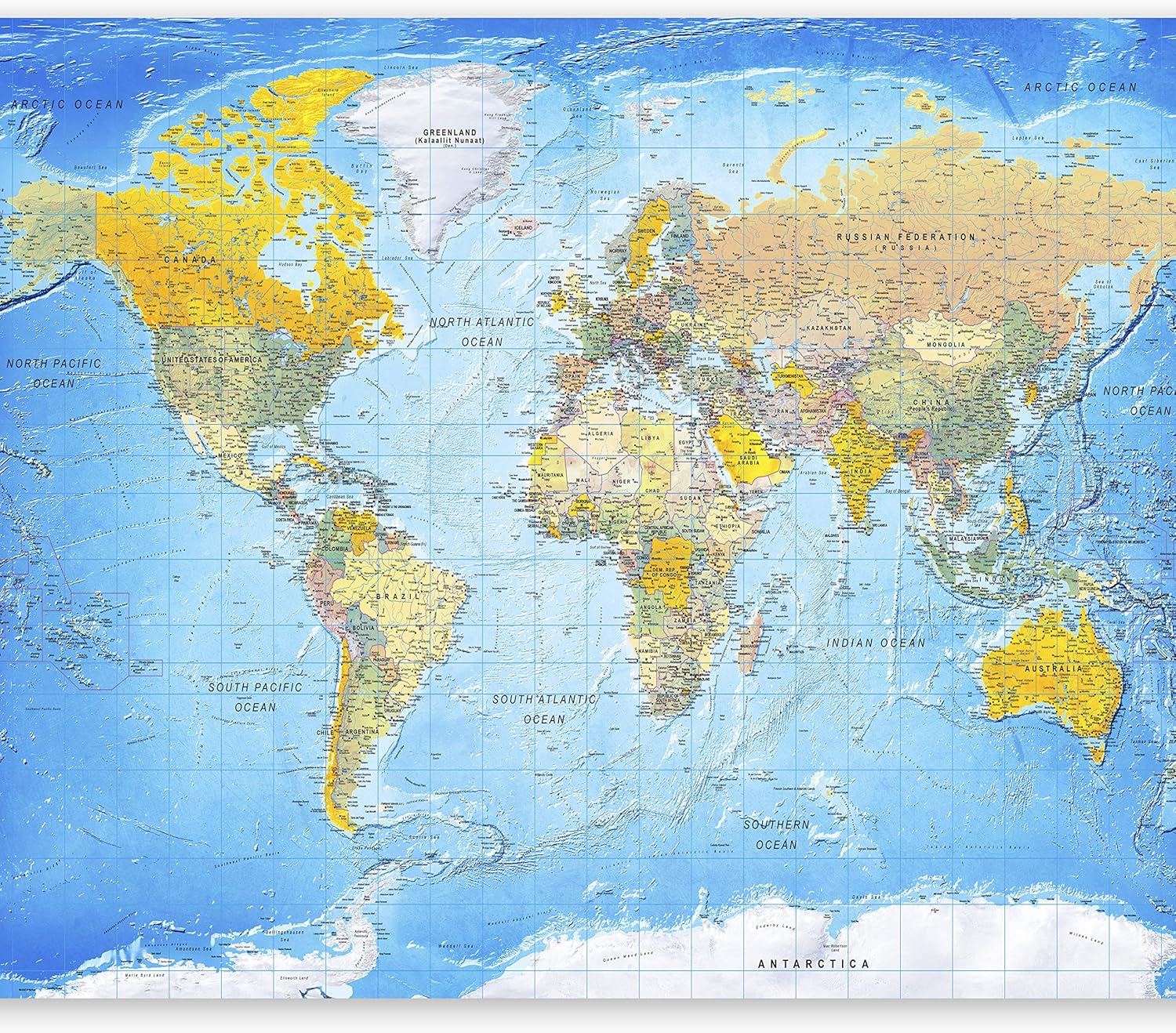 murando World map Photo Wallpaper 294x210 cm Peel and Stick Self ...