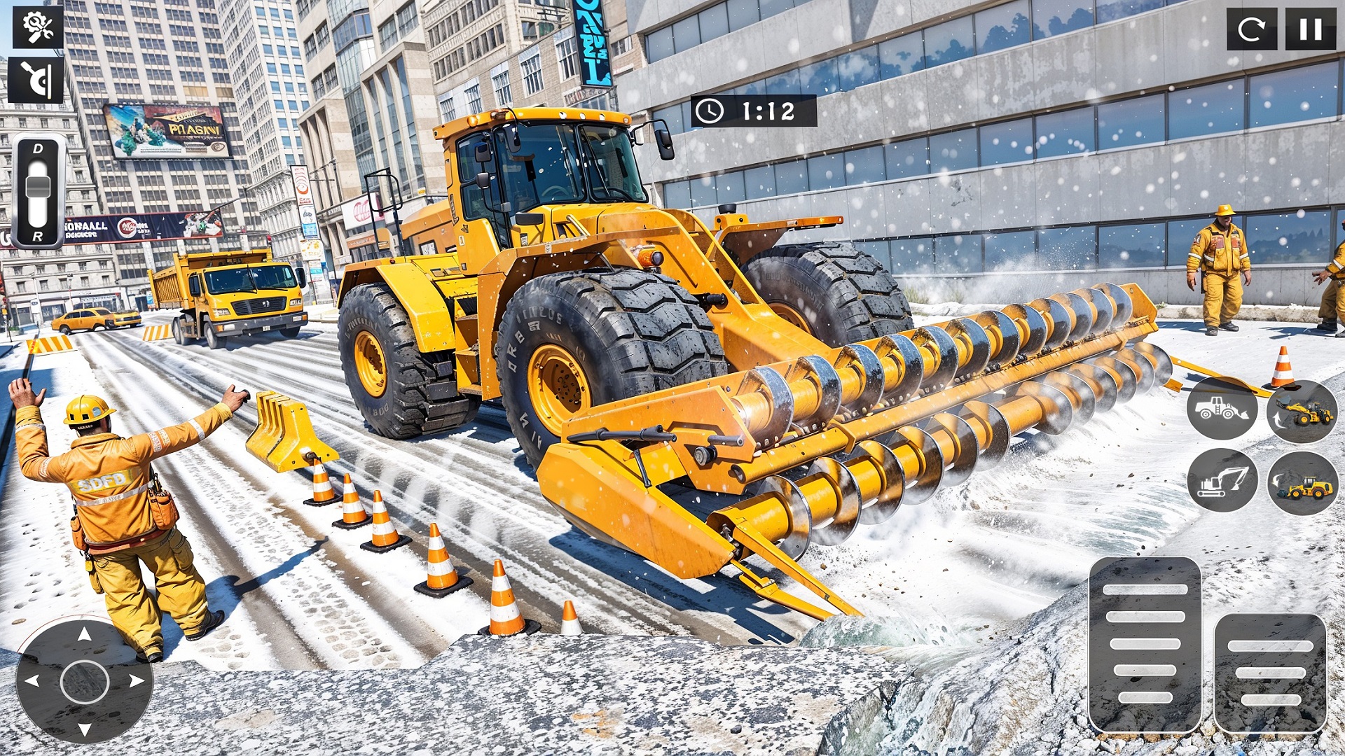 Snow Excavator Crane Simulator City Construction Bulldozer Plow Games ...