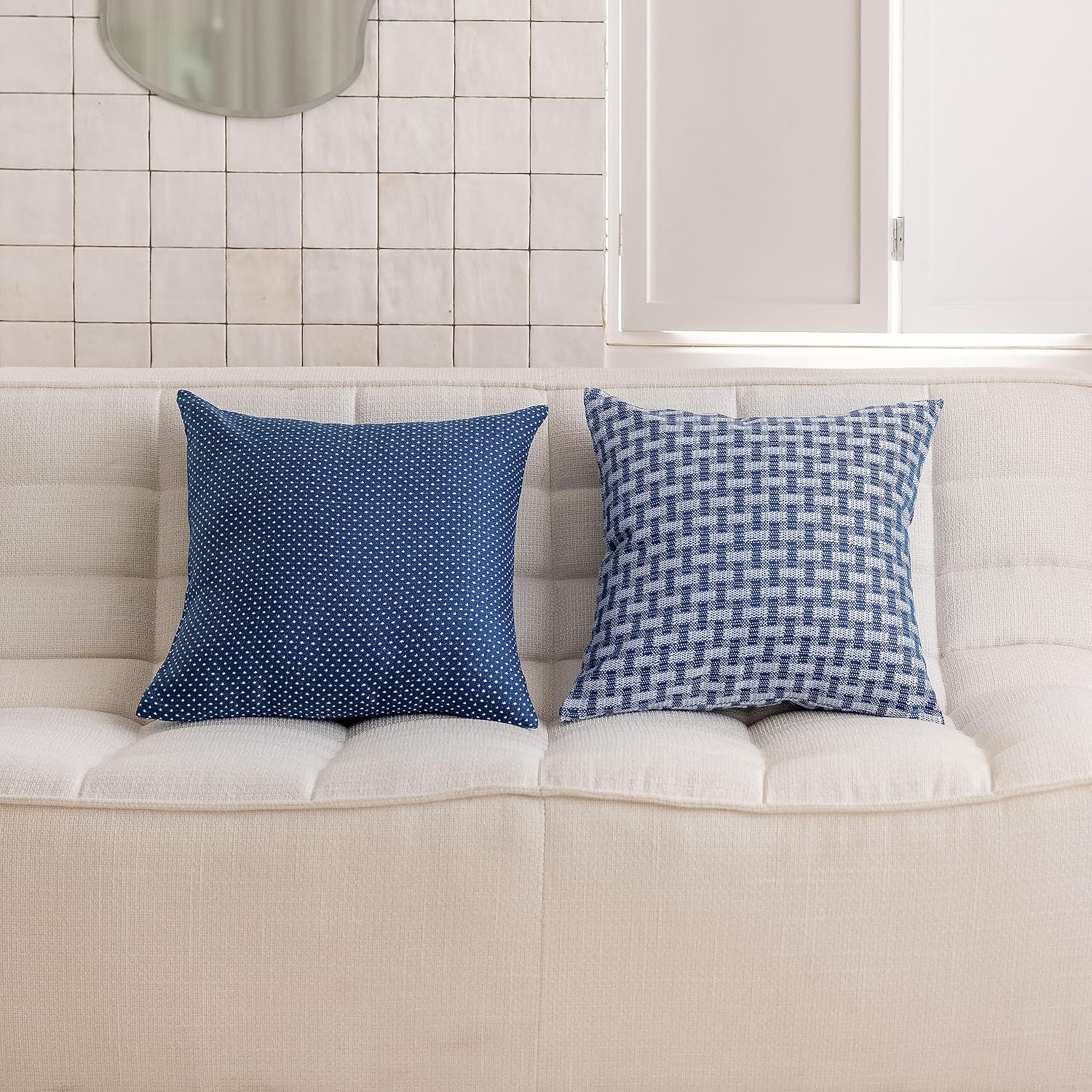 Home Brilliant Large Cushion Covers Navy Cushions 60cm x 60cm, Faux ...