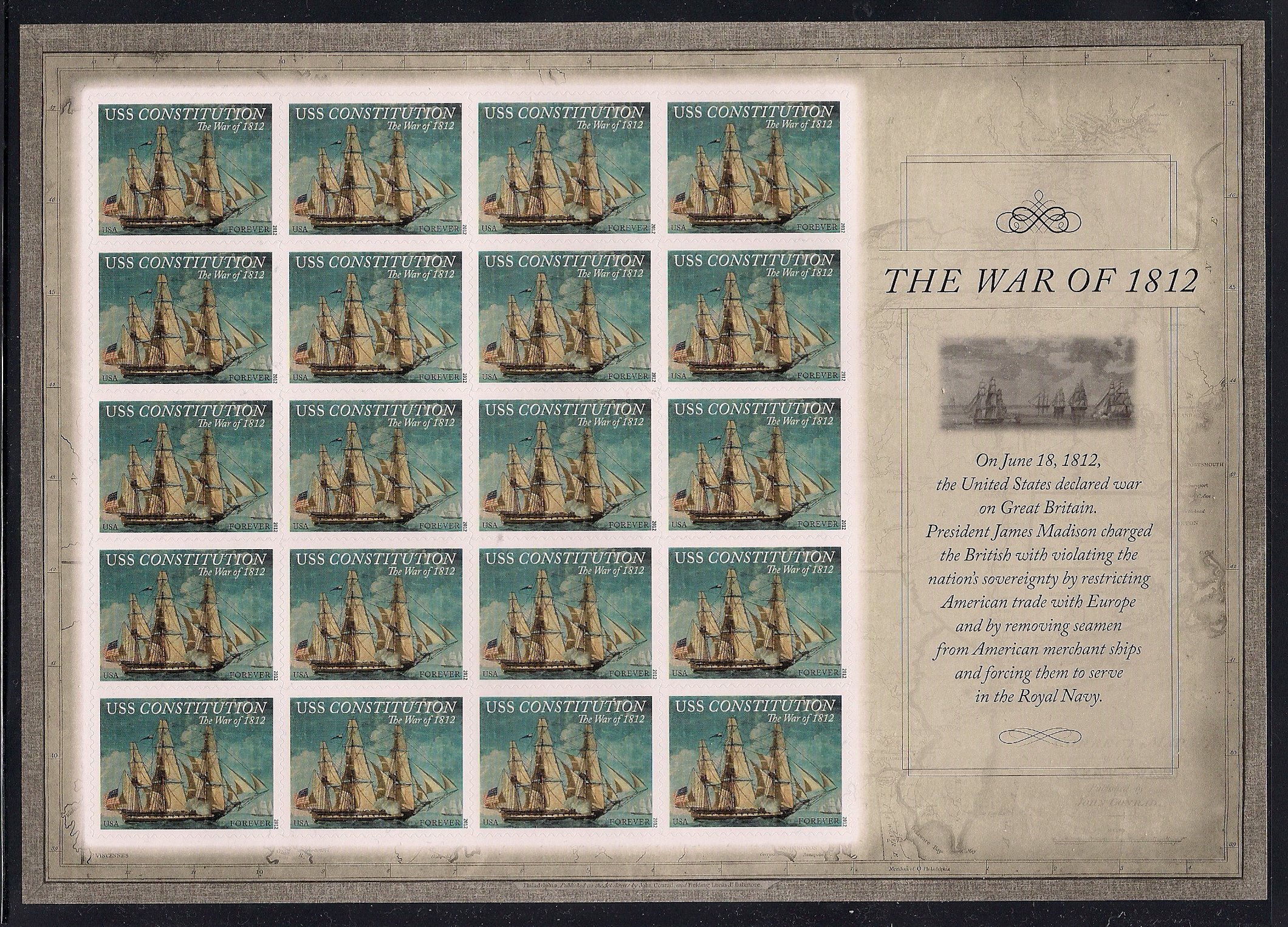 Amazon.com: The War of 1812: USS Constitution US Forever Postage Stamps ...
