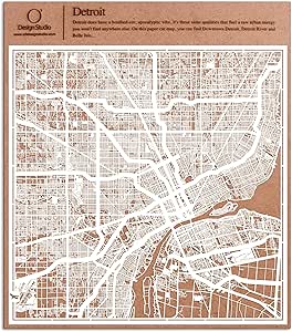Amazon.com: Detroit Paper Cut Map by O3 Design Studio White 12x12 ...