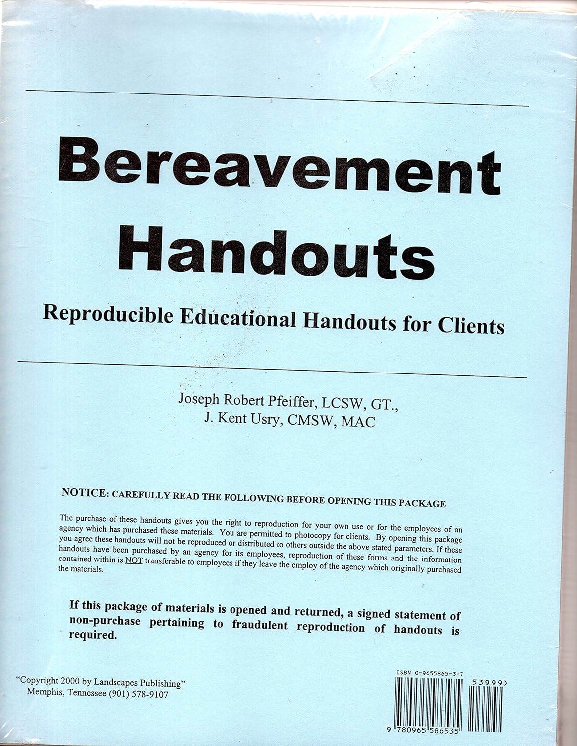 Bereavement Handouts: Reproducible Educational Handouts for Clients ...