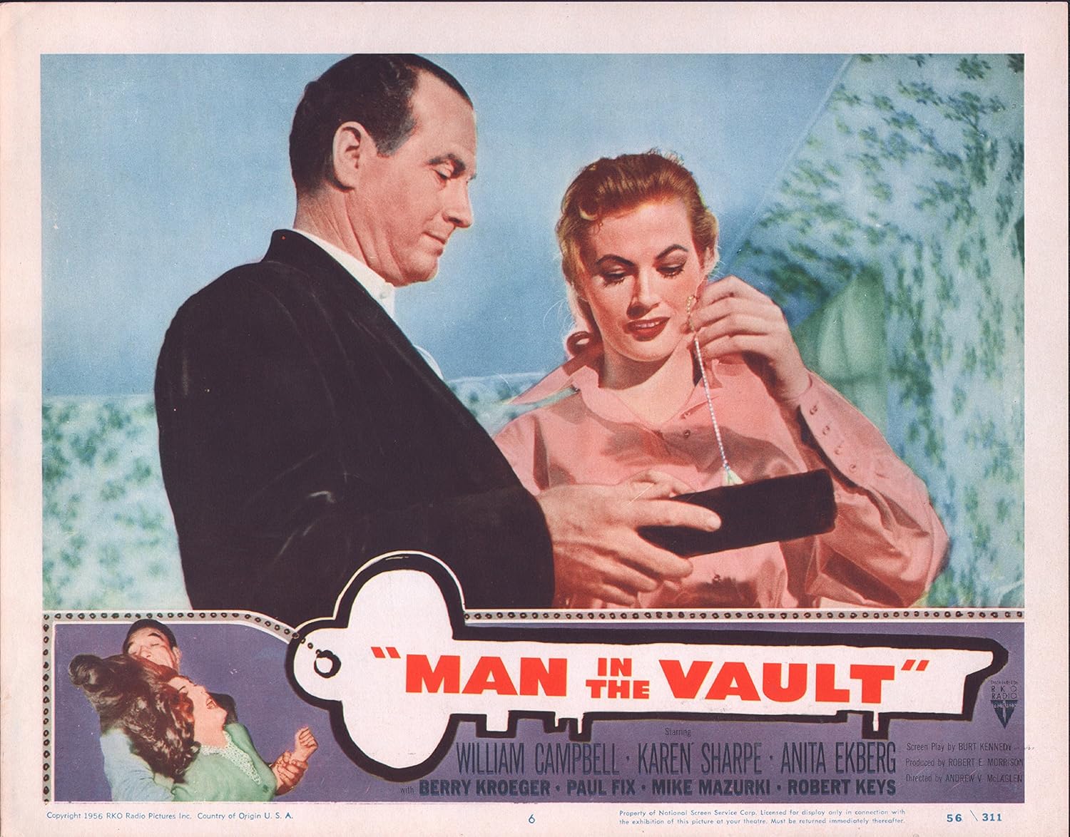 Amazon.com: MOVIE POSTER: Man in the Vault Lobby Card #6-1956-William ...