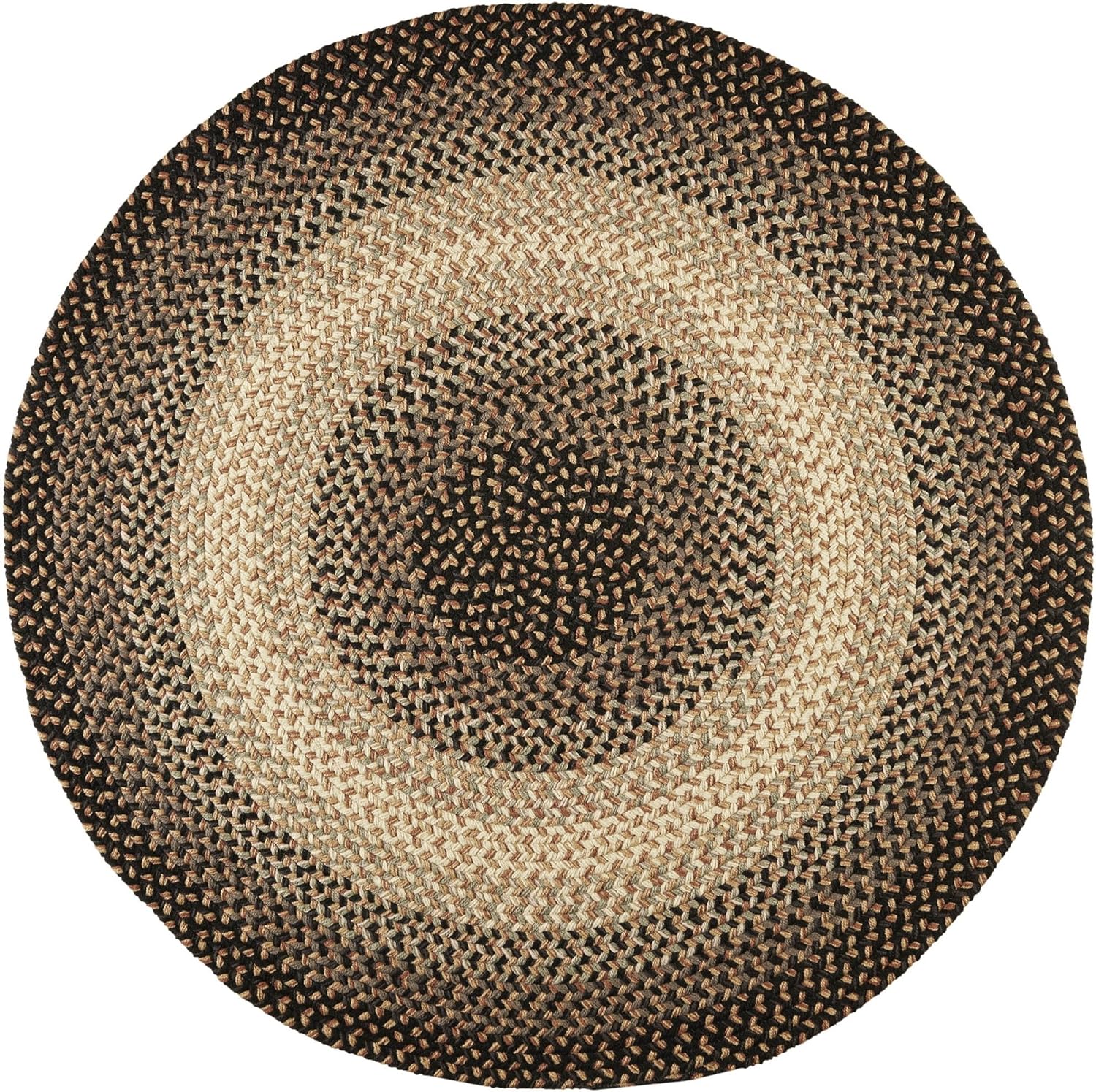 Amazon.com: Super Area Rugs Round 8X8 Black/Gray/Gold Braided Rug ...