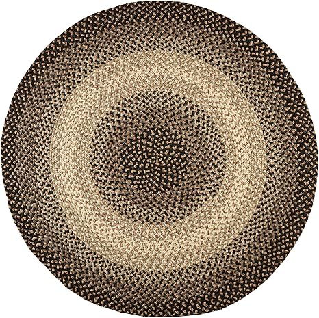 Amazon.com: Super Area Rugs Round 4X4 Black/Gray/Gold Braided Rug ...