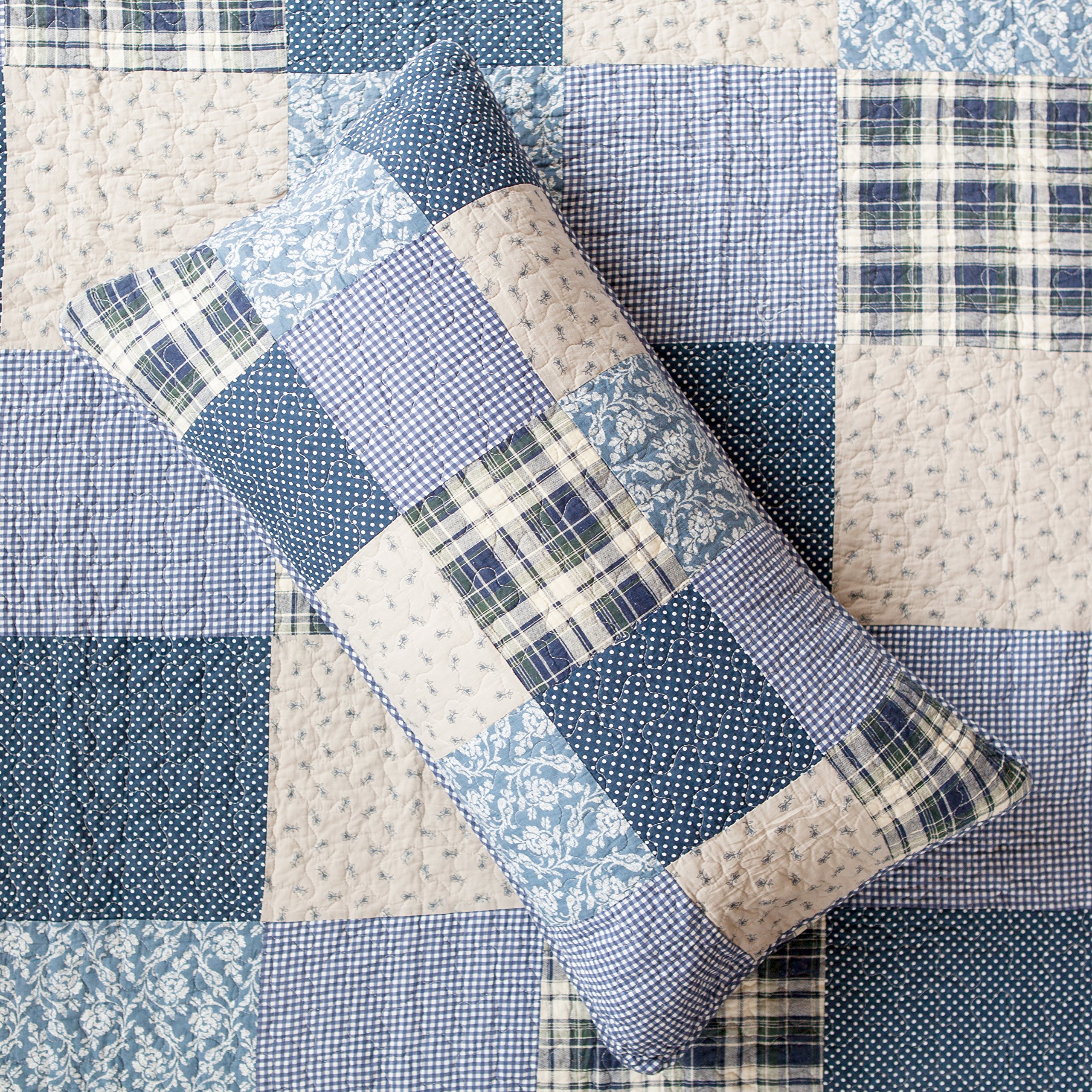 SLPR Blue Symphony 3-Piece Cotton Quilt Set - King Quilt with 2 Shams ...