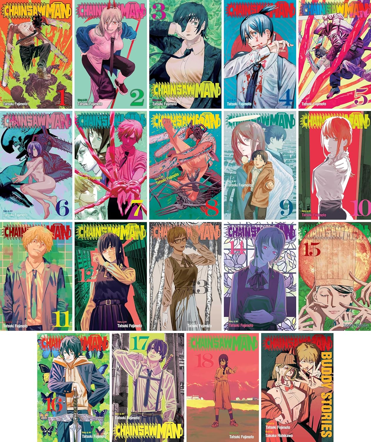 Chainsaw Man Complete Collection (Vol. 1-18 + Buddy Stories), Manga Series Set by Tatsuki ...