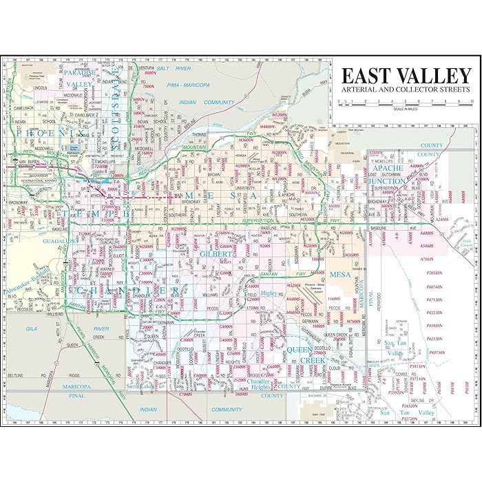 Buy East Valley Arterial and Collector Streets Desk Map Gloss Laminated ...