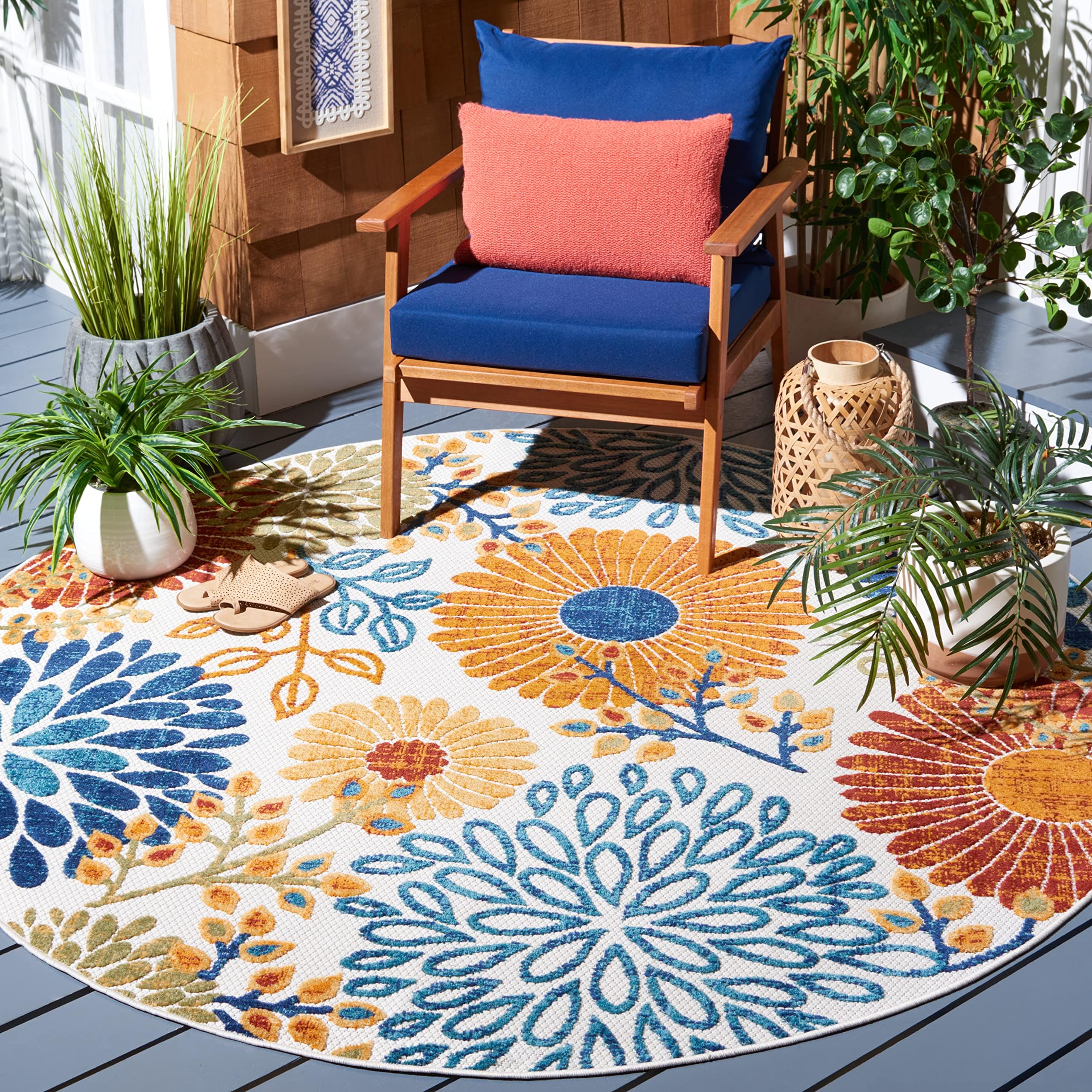 Amazon.com: Nourison Aloha Indoor/Outdoor Multicolor 7'10'' x Round ...