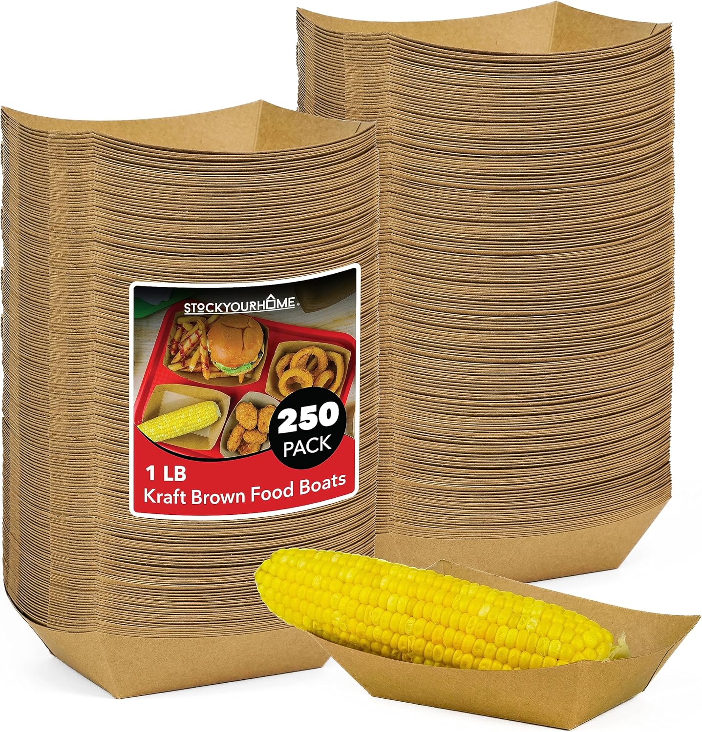 Amazon.com: [250 Pack] Medium Disposable Brown Kraft Paper Food Trays ...