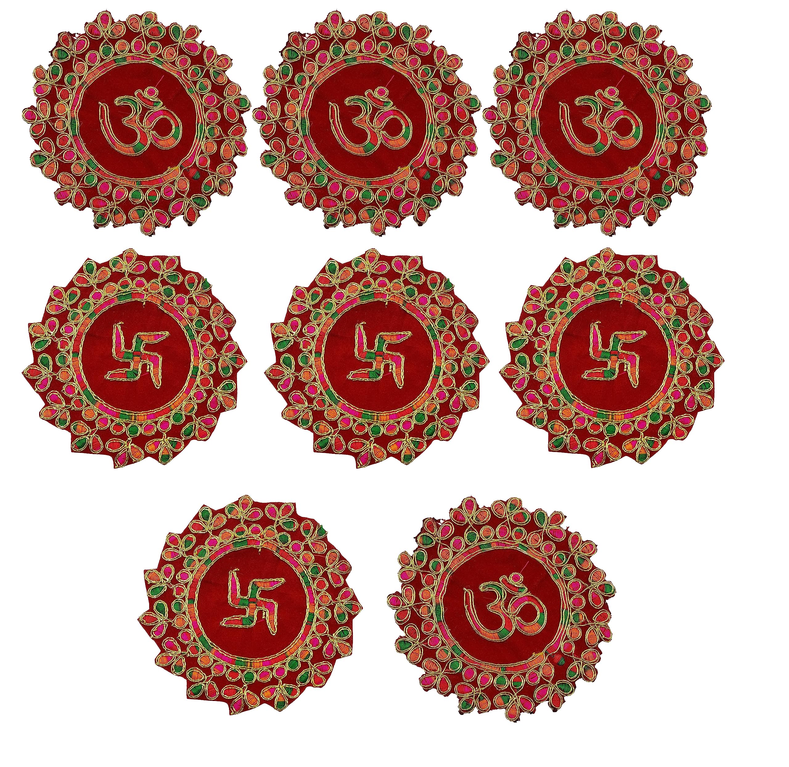 Buy ARTISKRITI Om and Swastik Aasan for God Idol, Small Red Aasan for ...