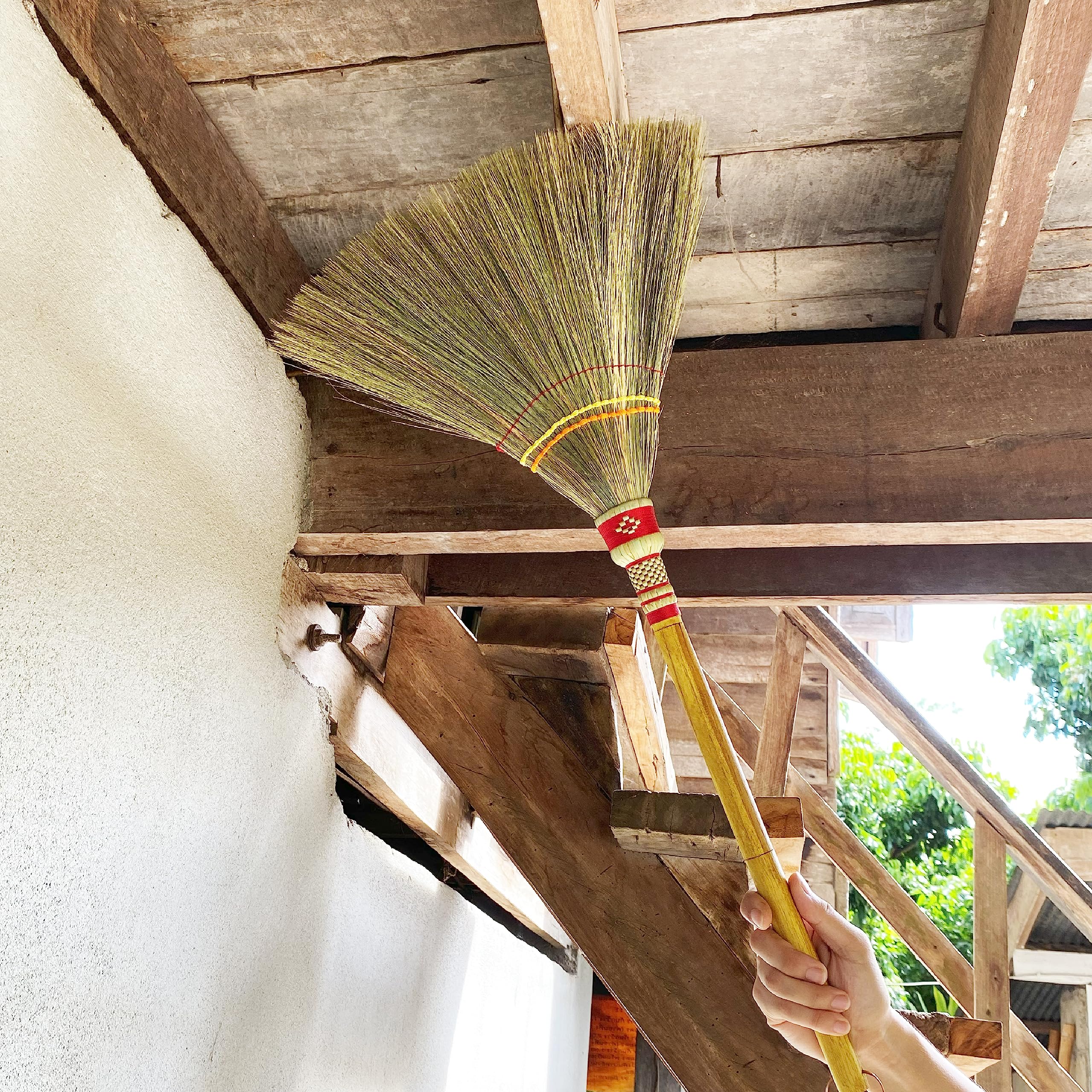 Bamboo Handle Broom Handmade Thai Grass Broom - 40 Inch Bamboo Handle ...