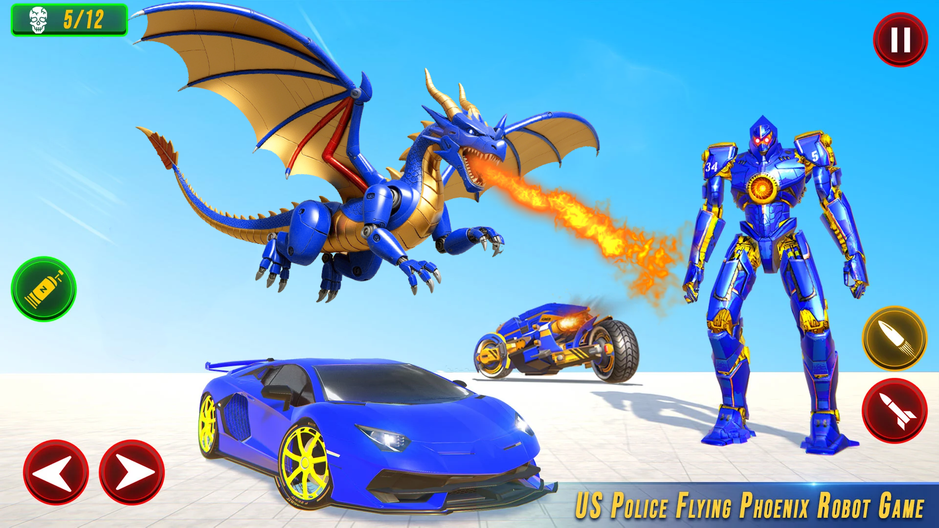 Flying Dragon Robot Car Transformation Games 2024: Bike Robot Transform ...