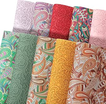 Amazon.com: FUNCOLOR Printed Faux Leather Sheets: 10Pcs/8x12'' Flower ...