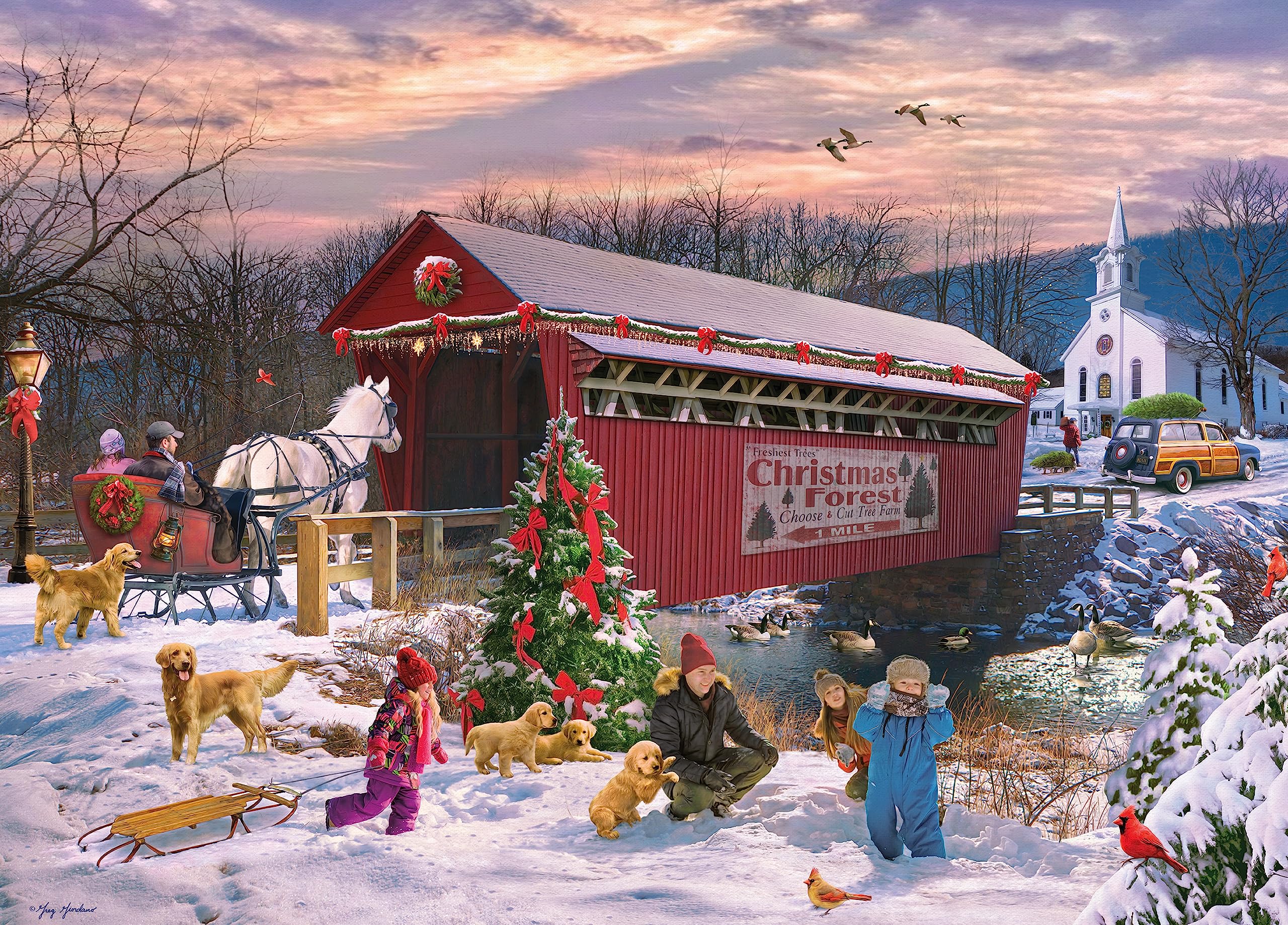 Amazon.com: Ceaco - Classic Christmas - Red Barn - 1000 Piece Jigsaw ...