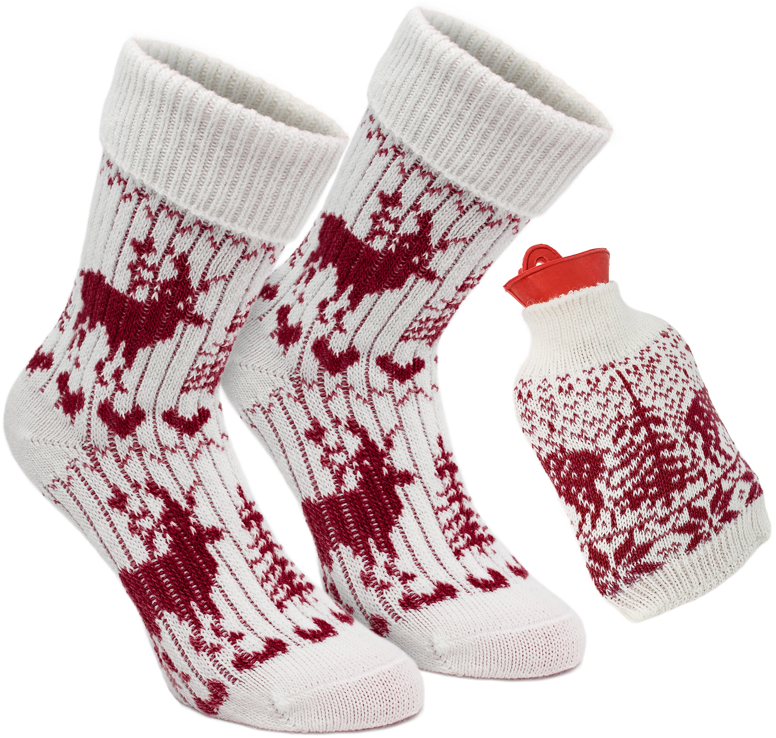 Amazon.com: BRUBAKER 1 Pair of Norwegian Knit Socks with Hot Water ...