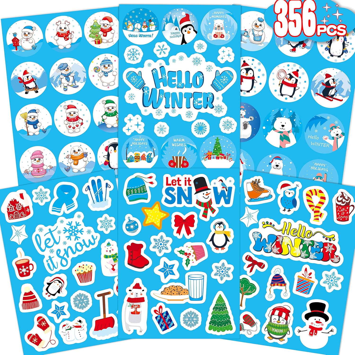 Amazon.com: MISS FANTASY Winter Stickers - Snowflake, Snowman, Hello ...