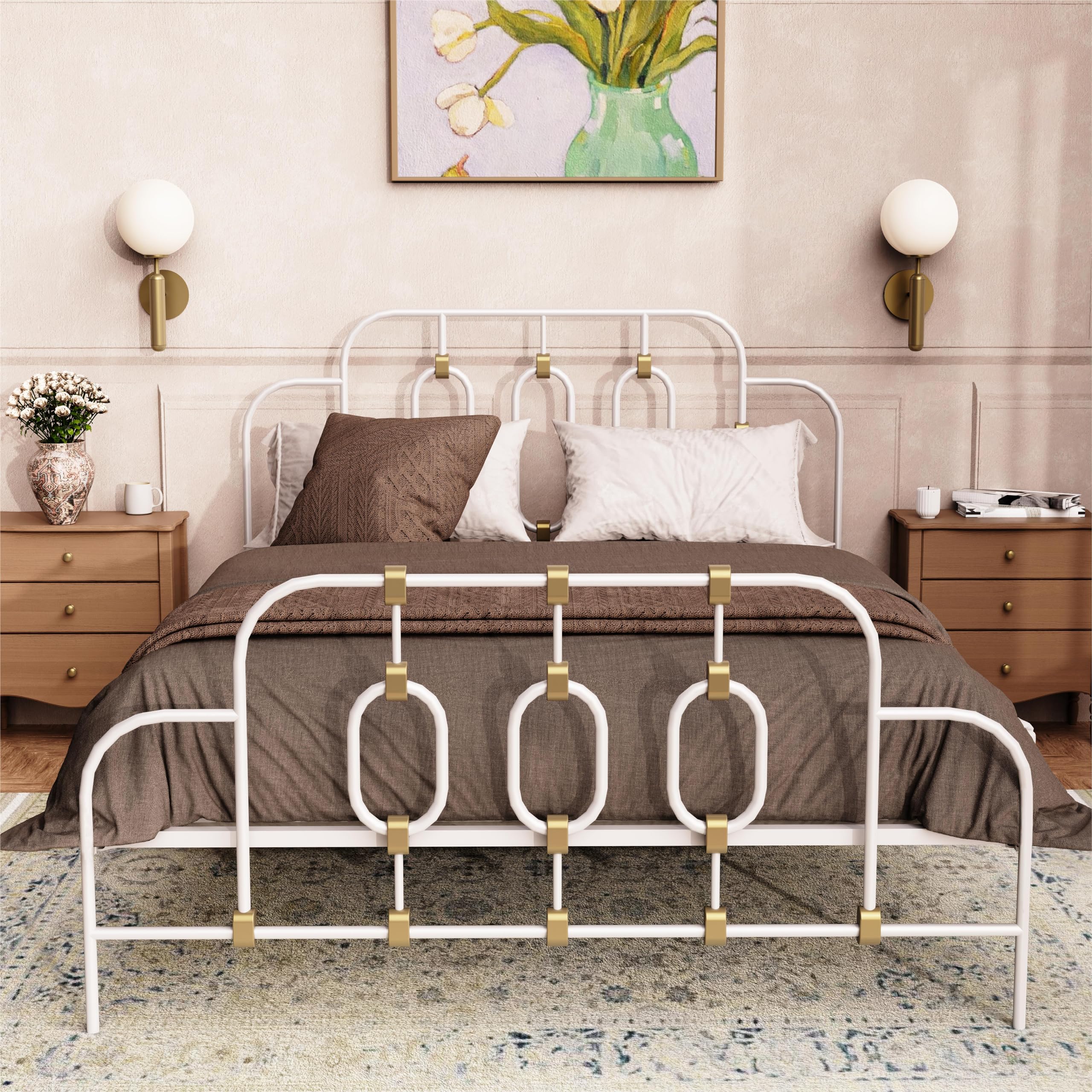 Vintage Antique Metal Beds 4ft6 Double Retro Bed Frame,antique