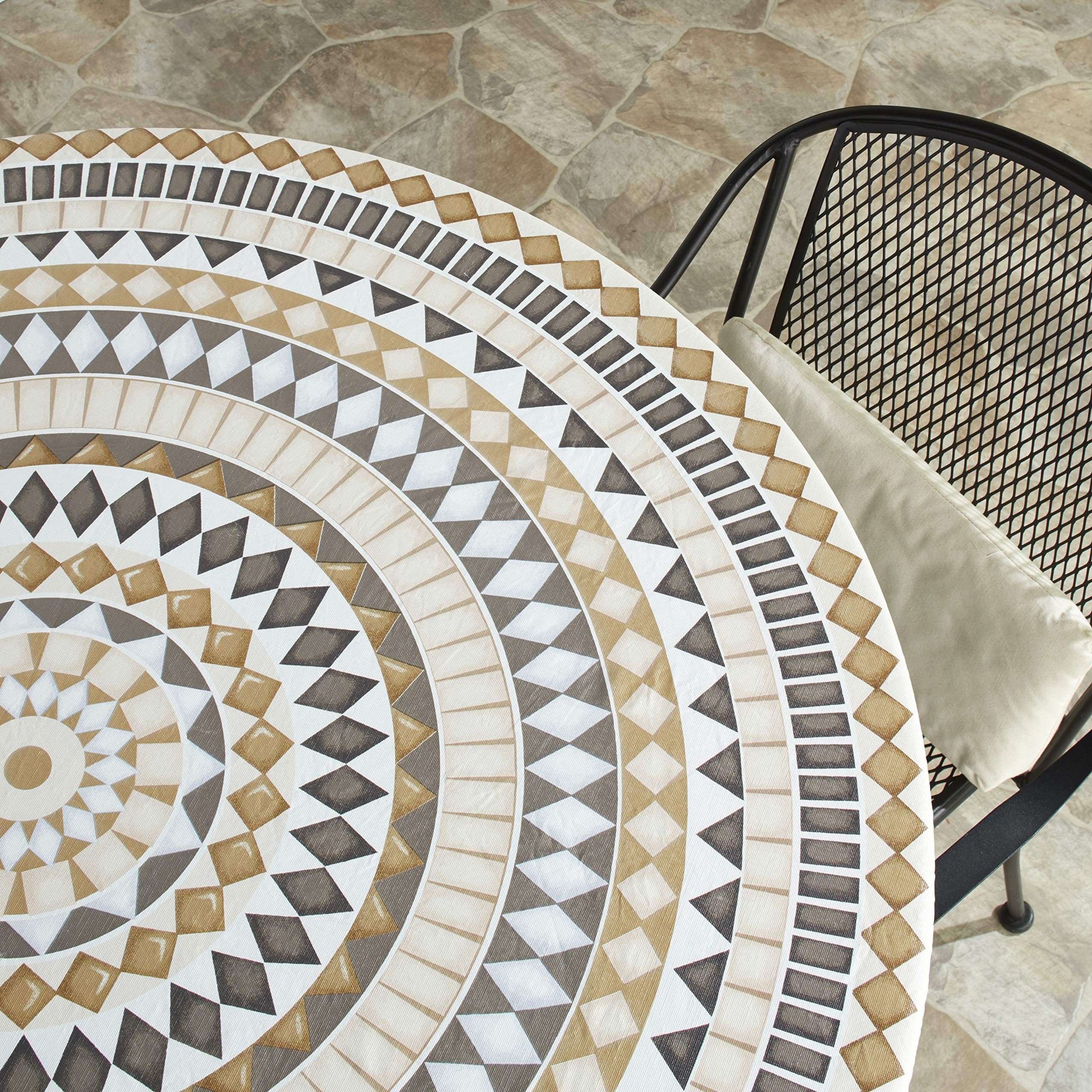 The Lakeside Collection Custom Fit Elastic 48 Round Table Cover For