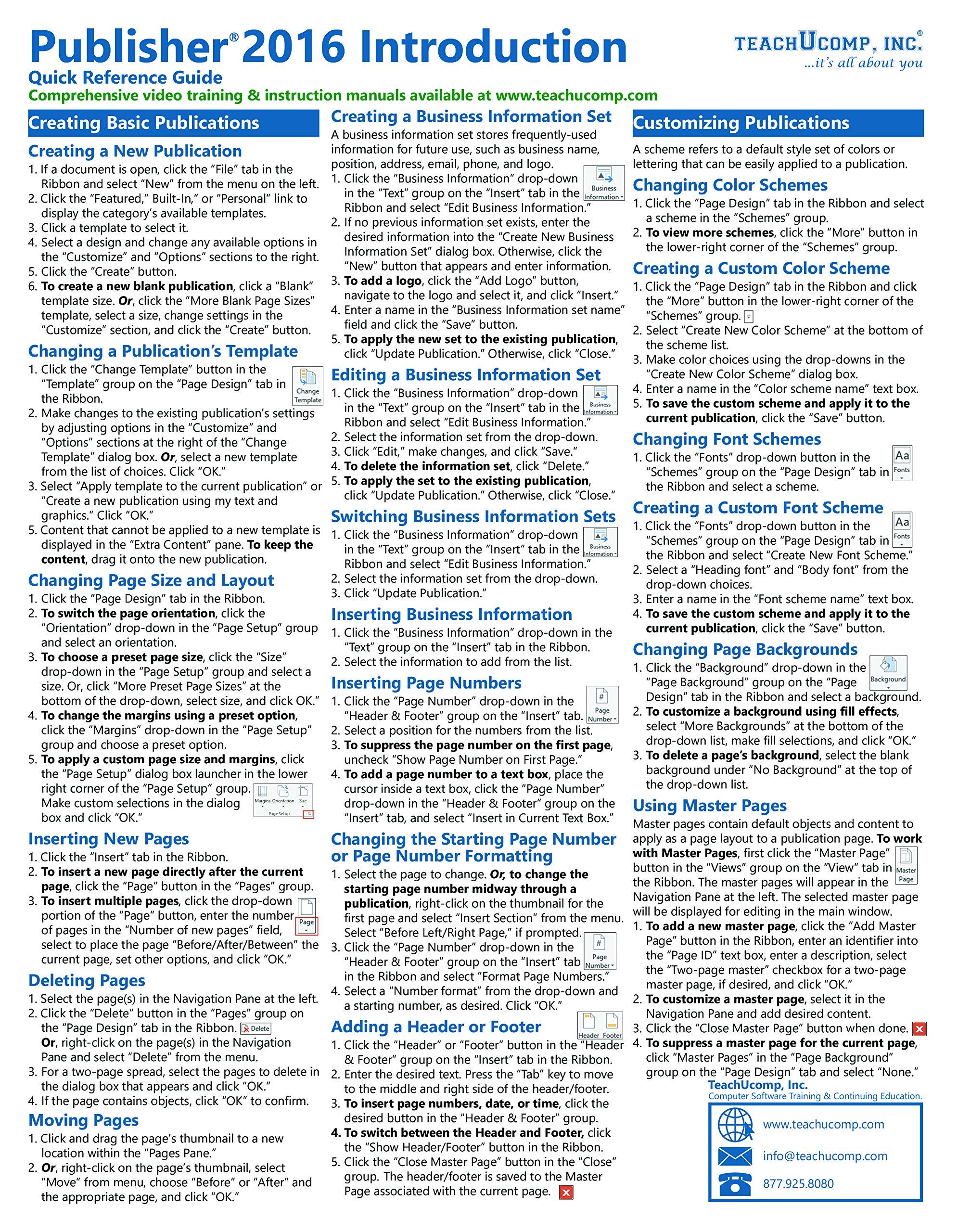 Microsoft Publisher 2016 Introduction Quick Reference Training Guide ...