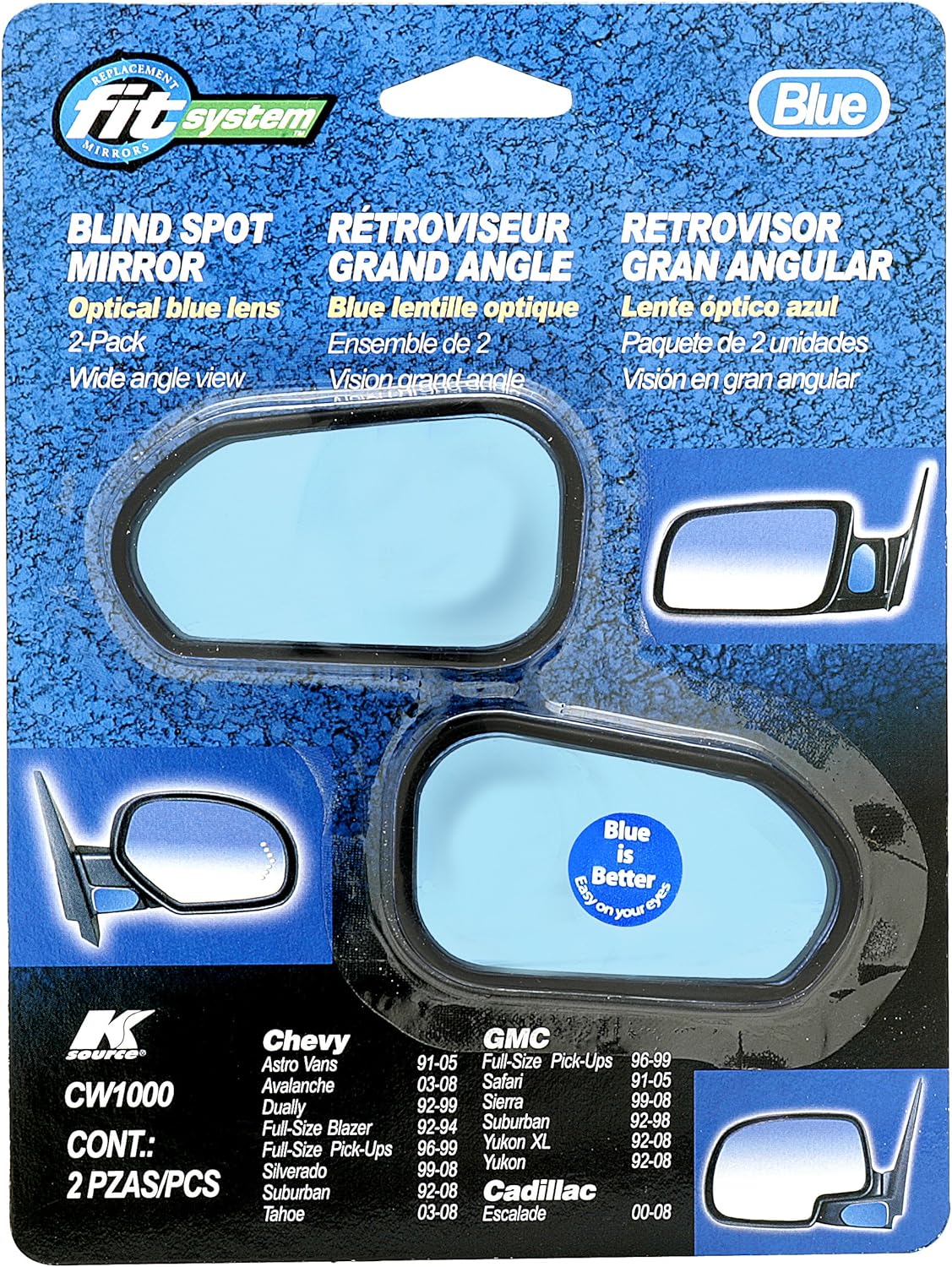 Fit System CW1000 Custom Spot Mirror with Optical Blue Lens, Pair ...