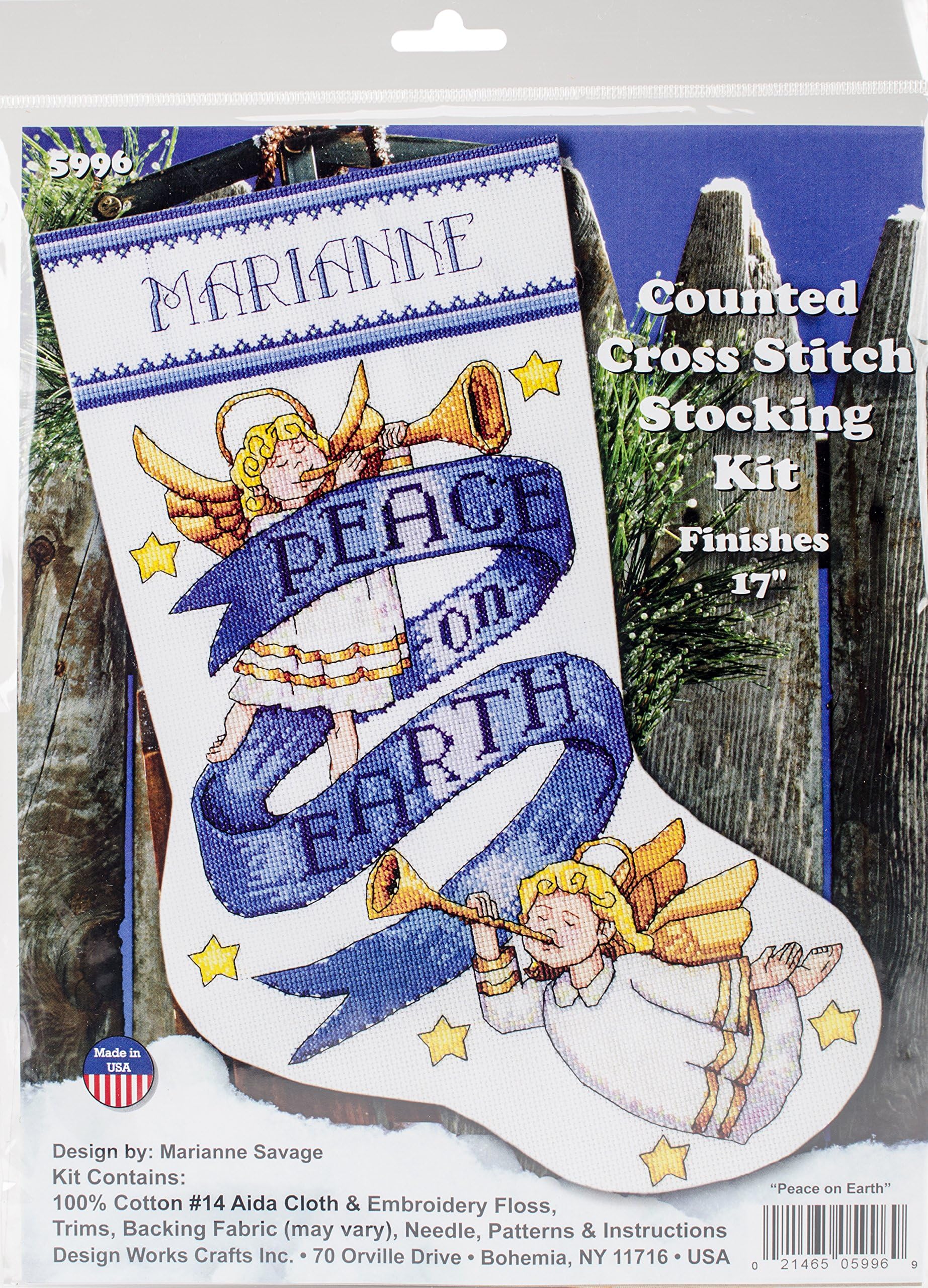 Amazon.com: Stained Glass Nativity Stocking - Cross Stitch Kit #18343 ...