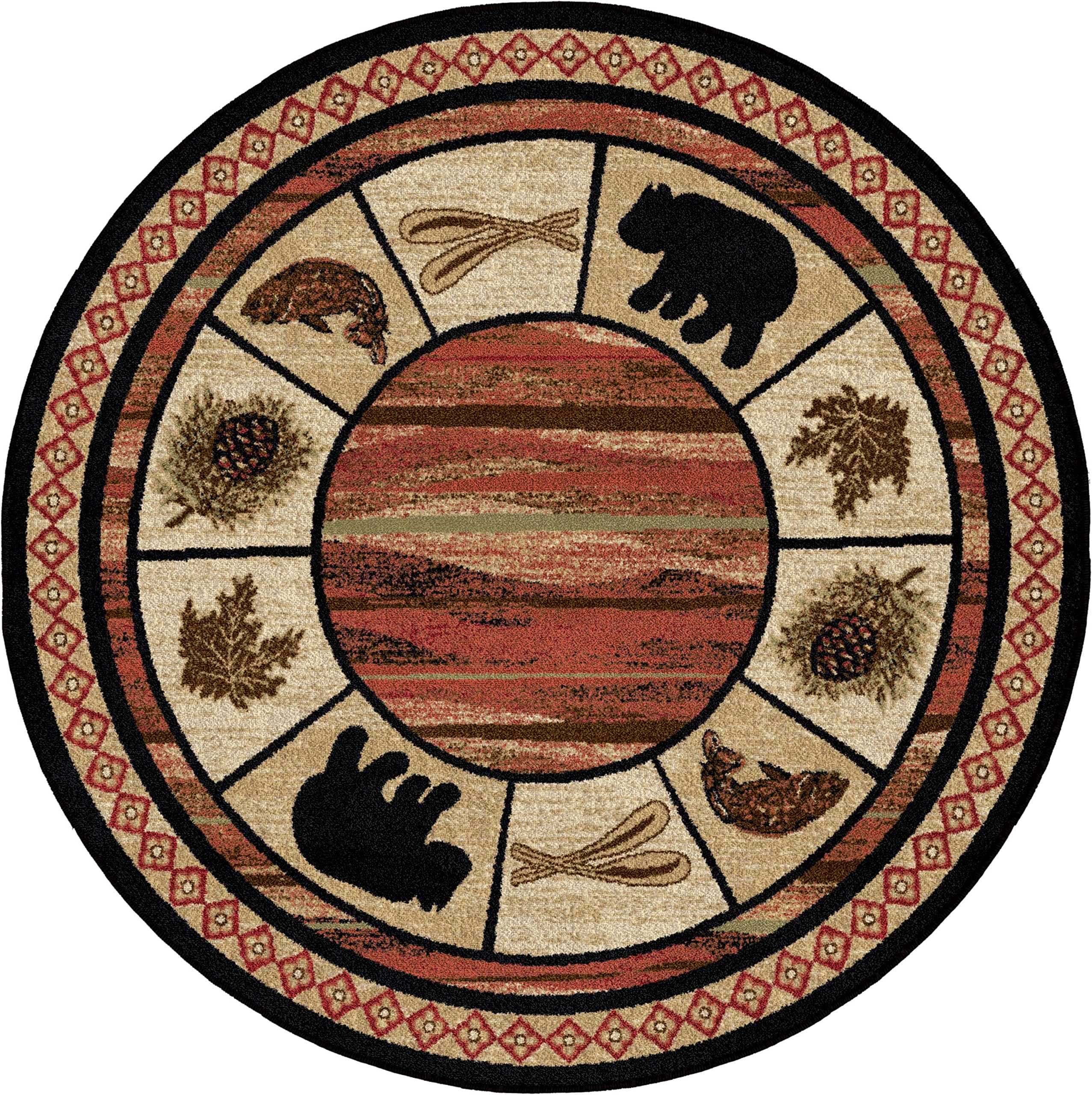 Amazon.com : Lodge Cabin Round Area Rug Design 362 - (5 Feet 5 Inch X 5 ...