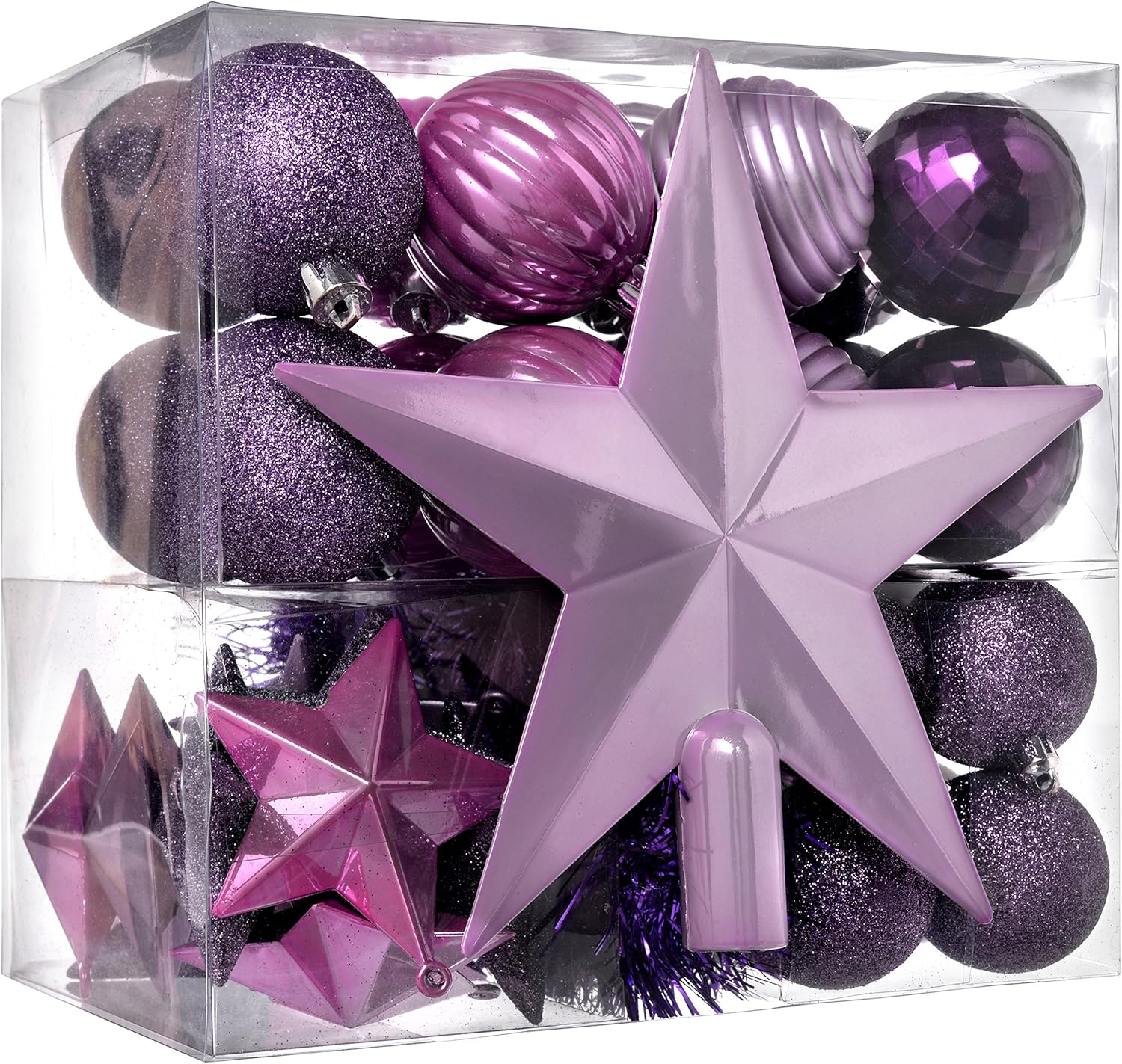 WeRChristmas Shatterproof Baubles with Tree Topper and Garland, 42 ...