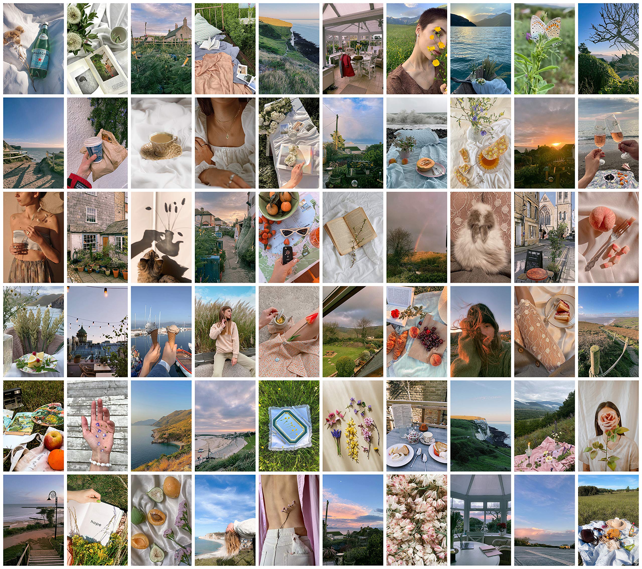 Buy Cerise Design Blue Wall Collage - Beach Boho Cottagecore Photo ...