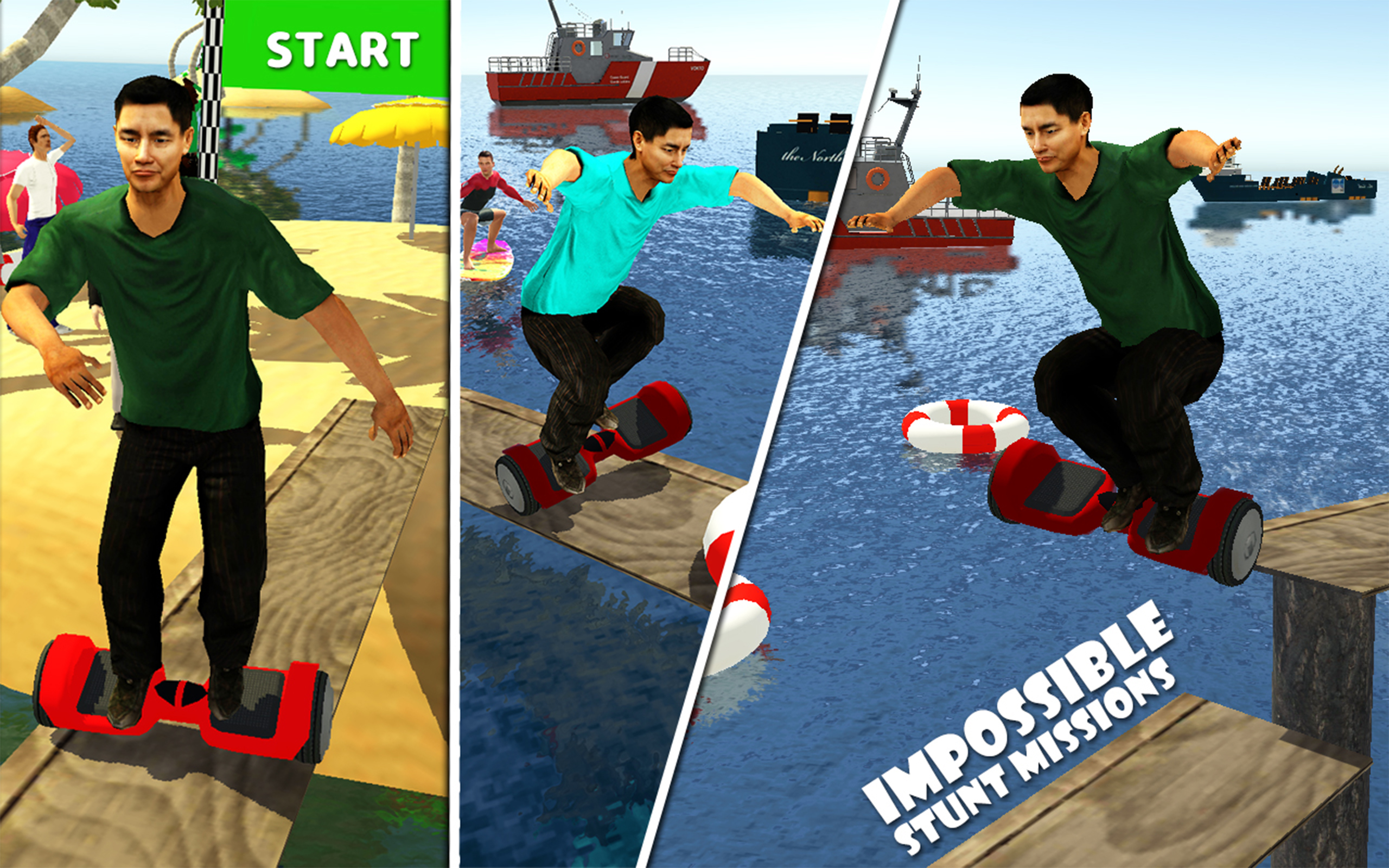 Extreme Electric Hoverboard Stunts : Free Summer Sports Beach ...