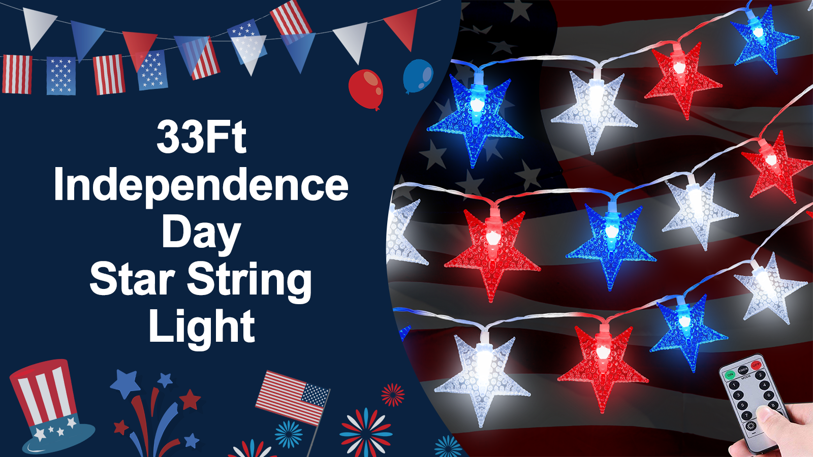 Watch 33FT 100LED LIGHTS for INDEPENDENCE DAY LIGHTS on Amazon Live