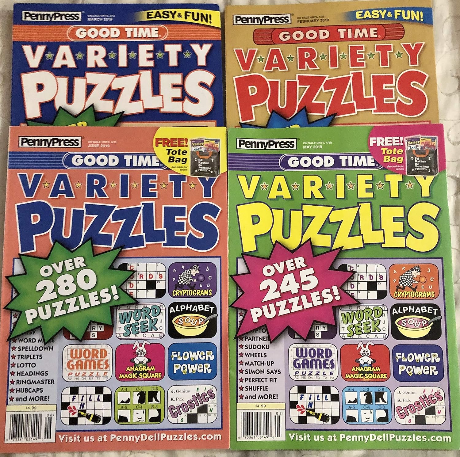 Lot of 4 Penny Press Good Time Variety Puzzles Puzzle Book 2019: Amazon ...
