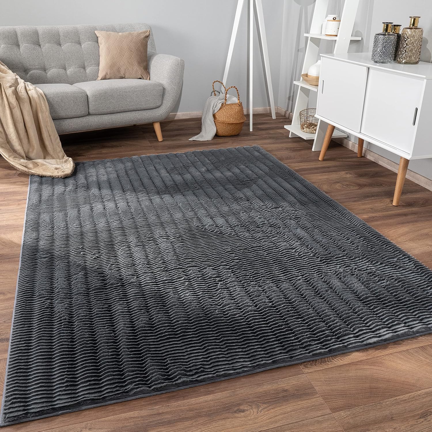 Tapis Salon Chambre Adulte Poil Long Shaggy Motif Scandinave Motif Geometrique Motif Losange ...