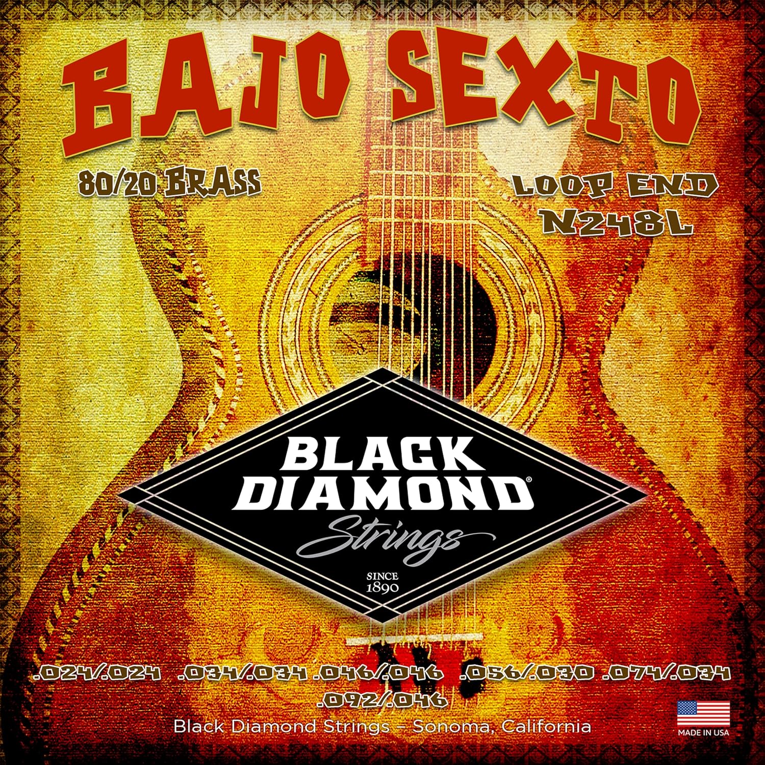 Amazon.com: Black Diamond Strings® N248L Bajo Sexto Brass (Loop) 024 ...