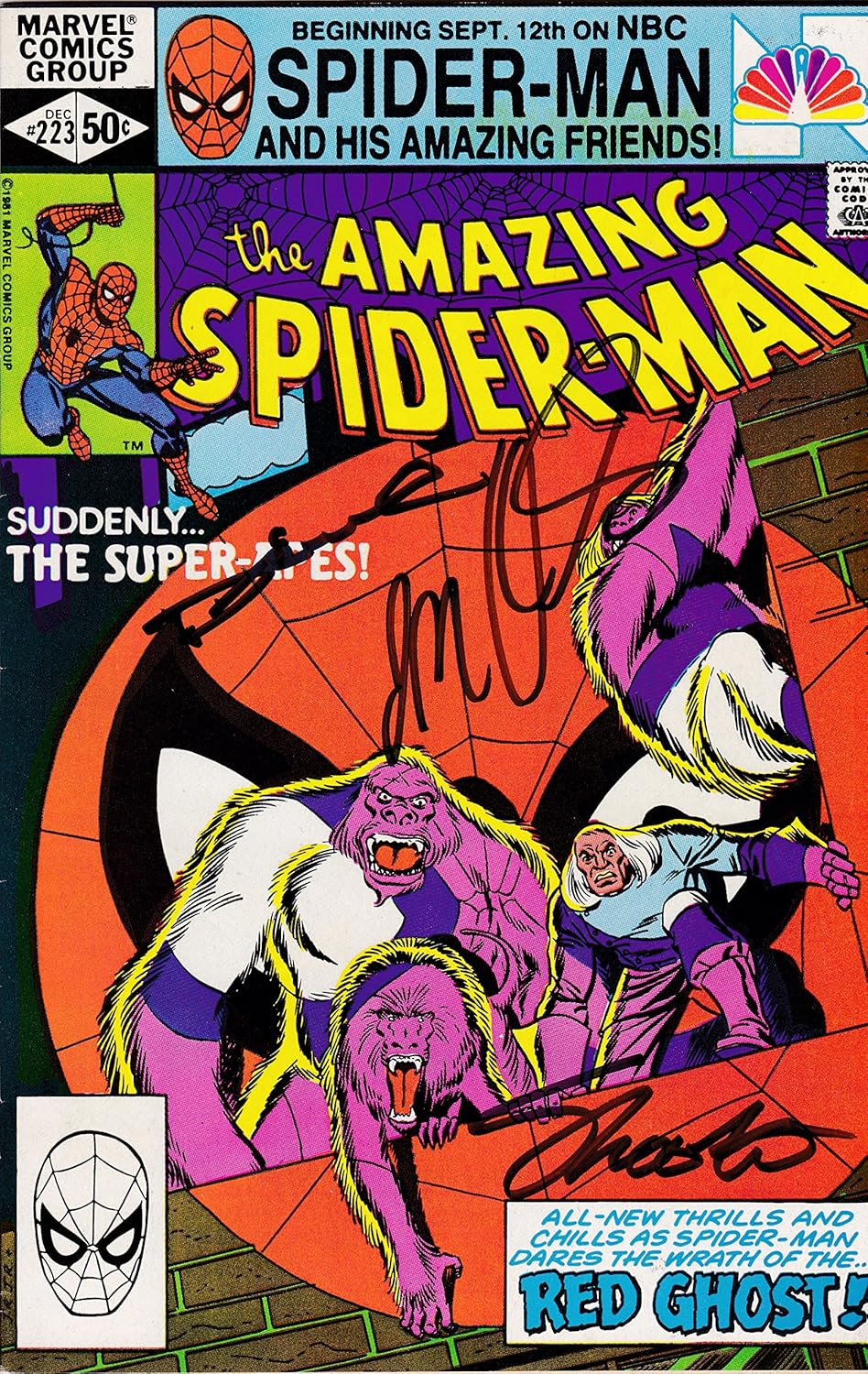 Signed 3x Amazing Spider-Man #223 VF Jim Shooter Denny O'Neil JM ...