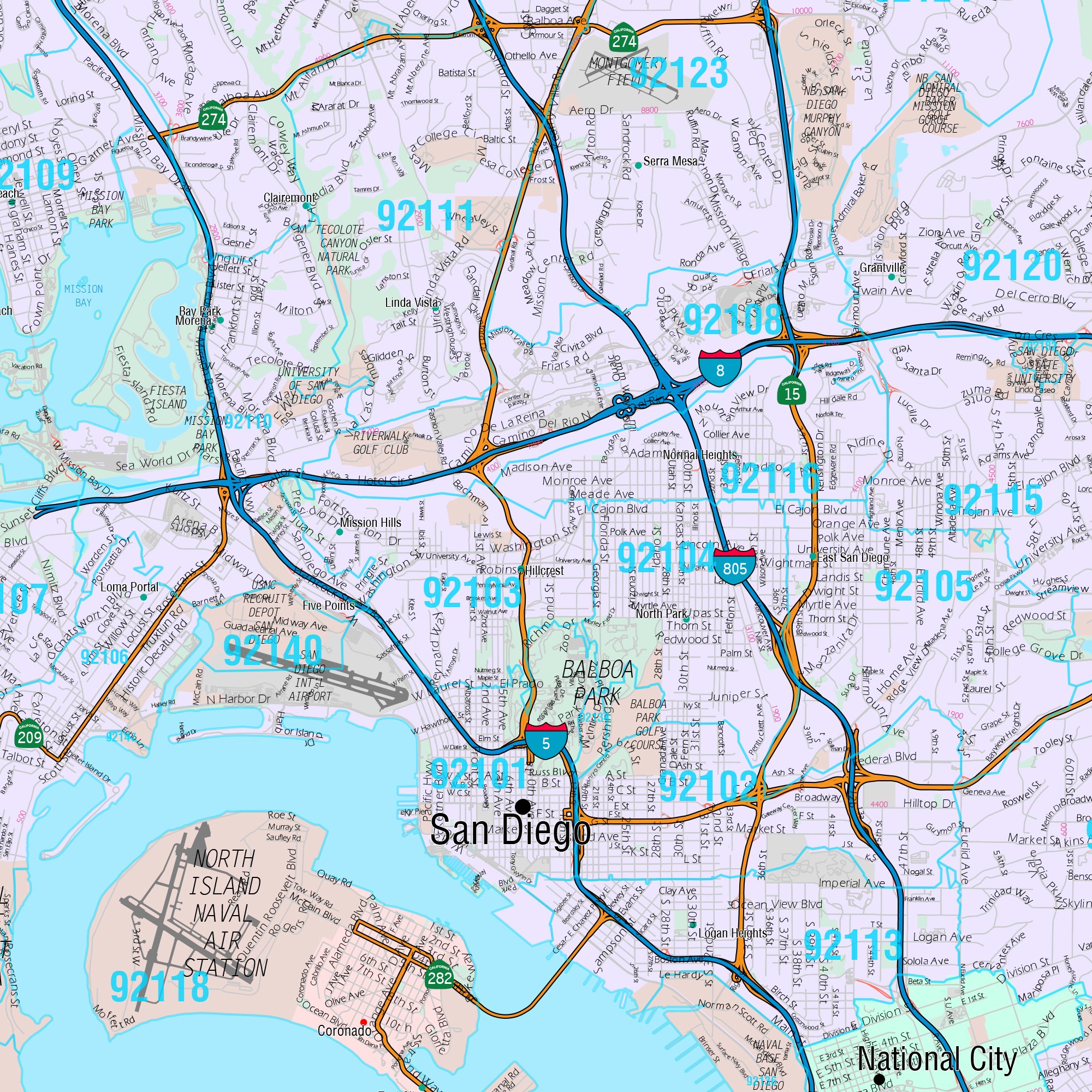 Carlsbad California Zip Code Map ZIP Codes In The City Of San Diego,