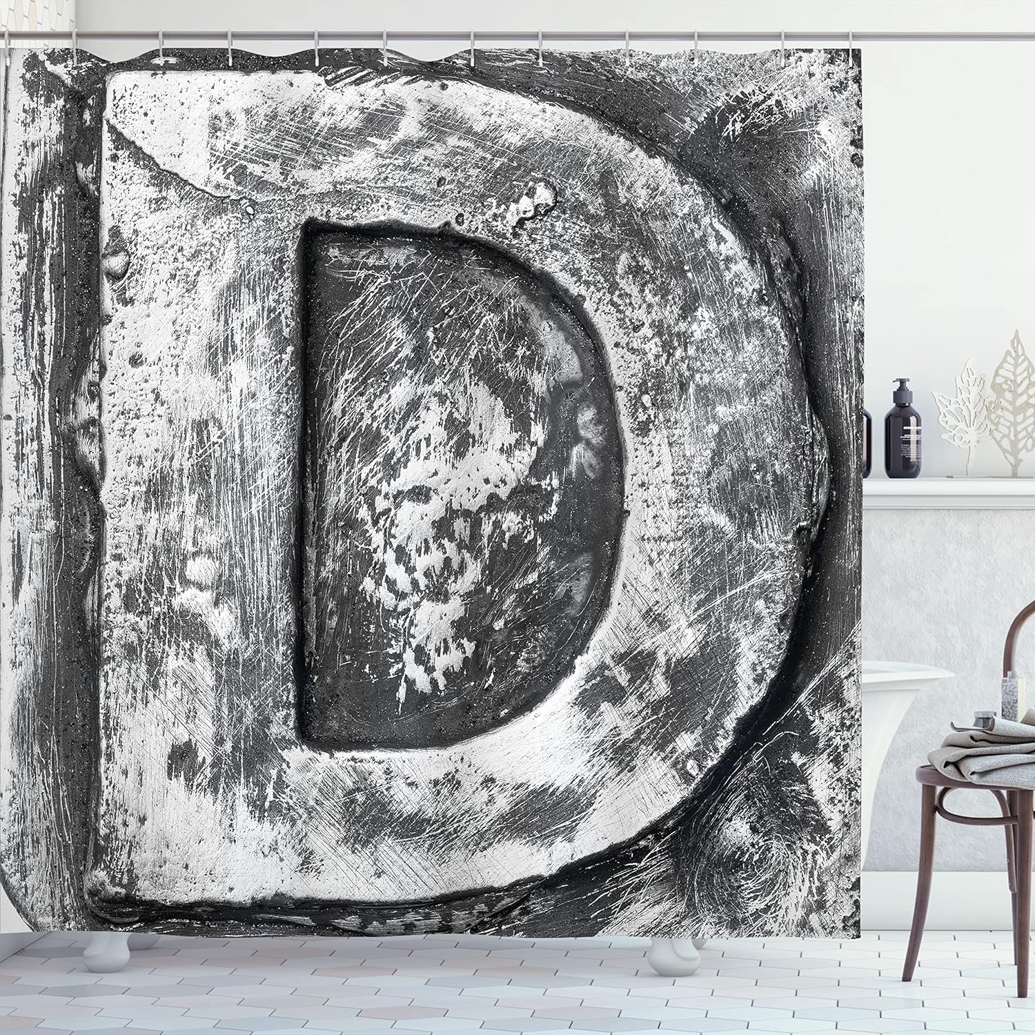 Amazon.com: Ambesonne Letter D Shower Curtain, Alphabet D Letter ...