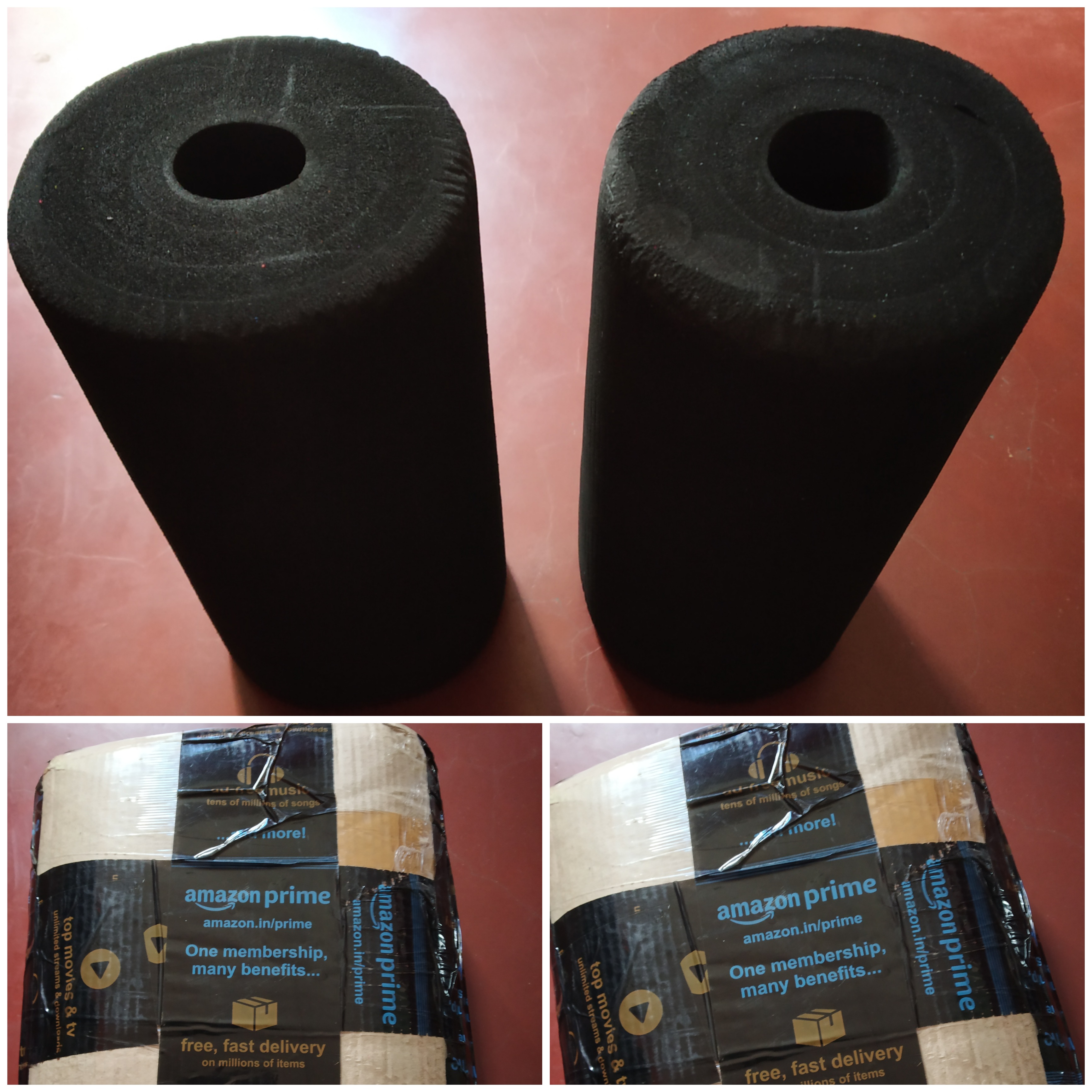 Gym Machine Soft Rubber Foam Roller (4/8 Size , Black ) - Set of 2 ...