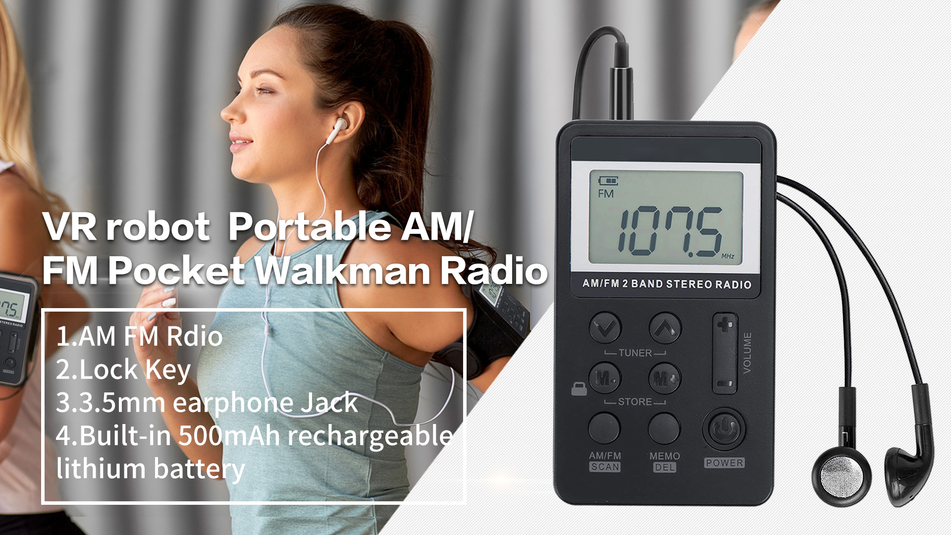 Snapklik.com : Personal AM/FM Pocket Radio Portable VR-robot, Mini ...