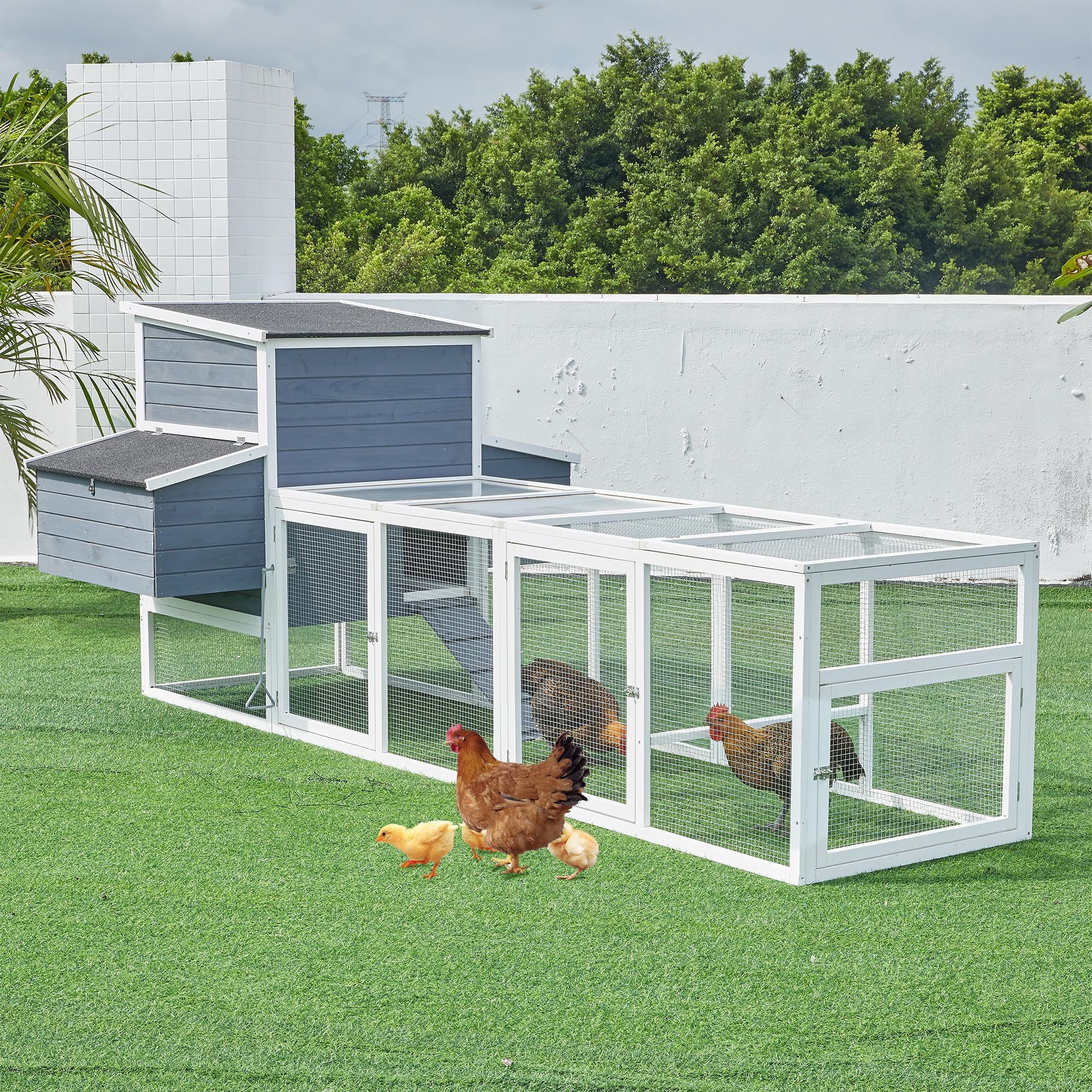 Amazon.com: 122" Large Chicken Coop Wooden Backyard Hen House - Indoor ...