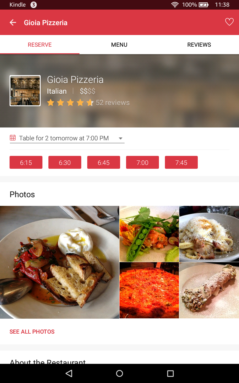 OpenTable for Kindle - Free Restaurant Reservations - App on Amazon ...