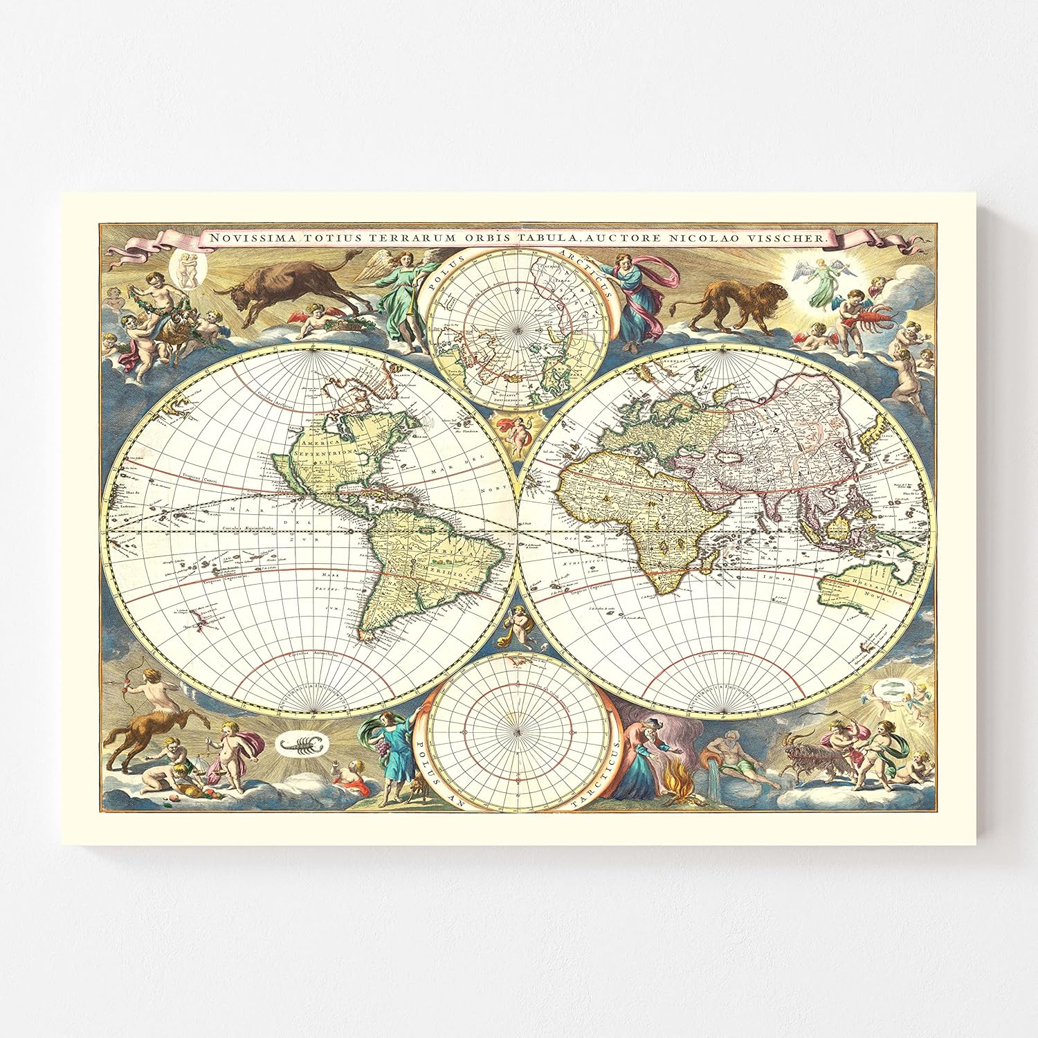 Amazon.com - World Map Wall Art 1690 - Old World Map Print - Vintage ...