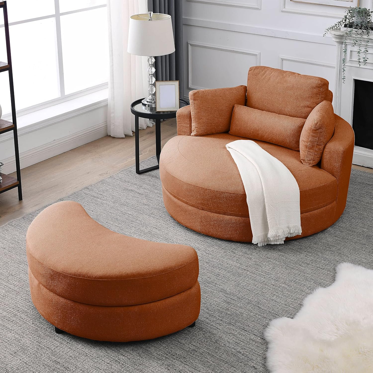 Amazon.com: Yoglad Modern Swivel Accent Round Chair, Barrel Sofa with ...