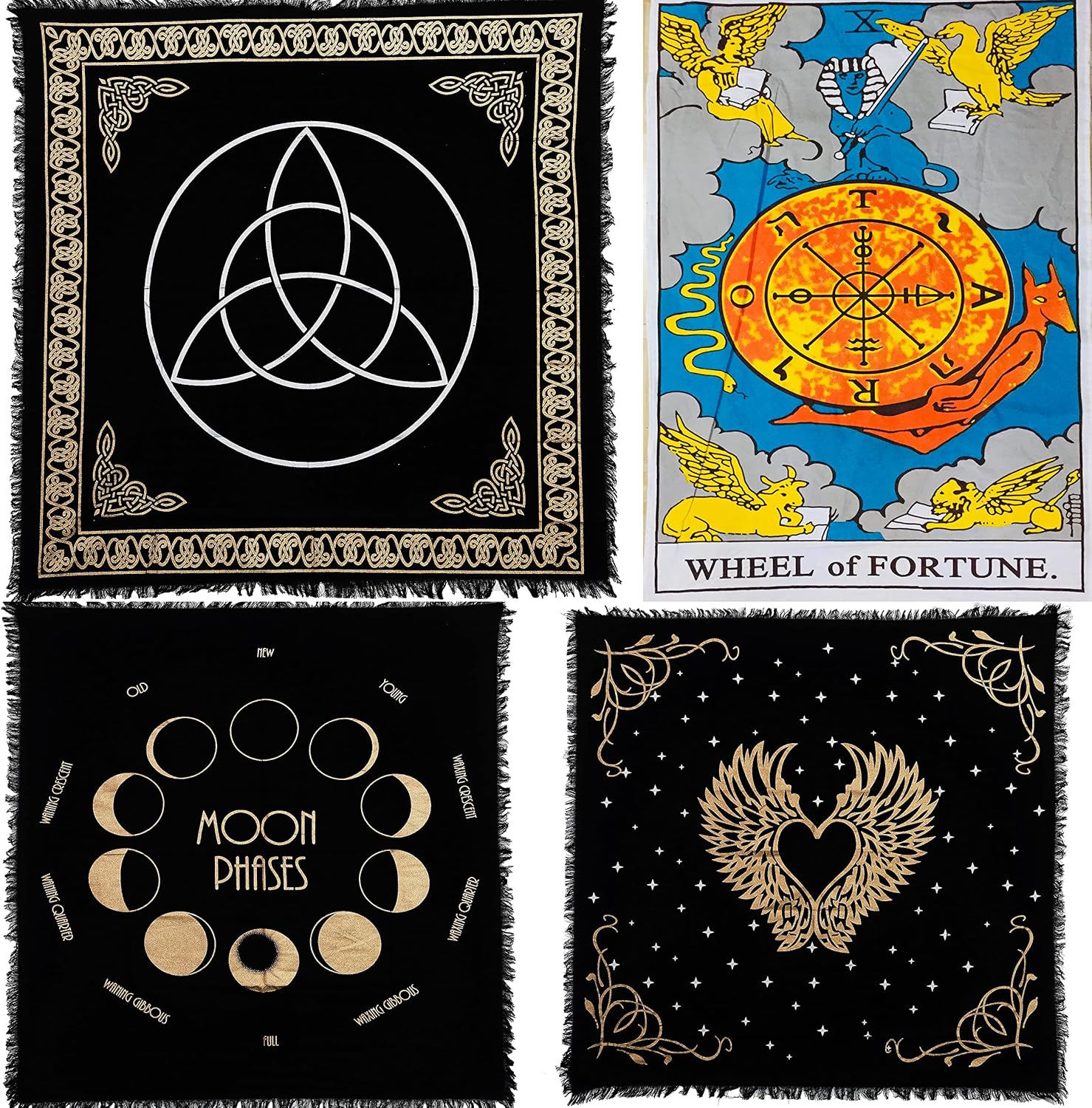 Amazon.com: Indian Consigners Triquetra Angel Wings Moon Phases Table ...