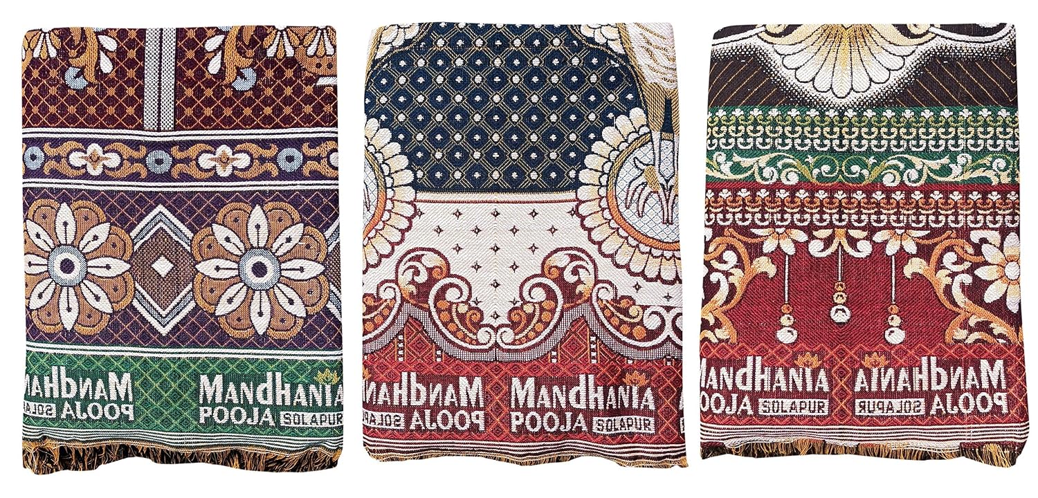 Buy Mandhania Cotton Pooja Solapuri Chaddar Single Bed Blanket ...