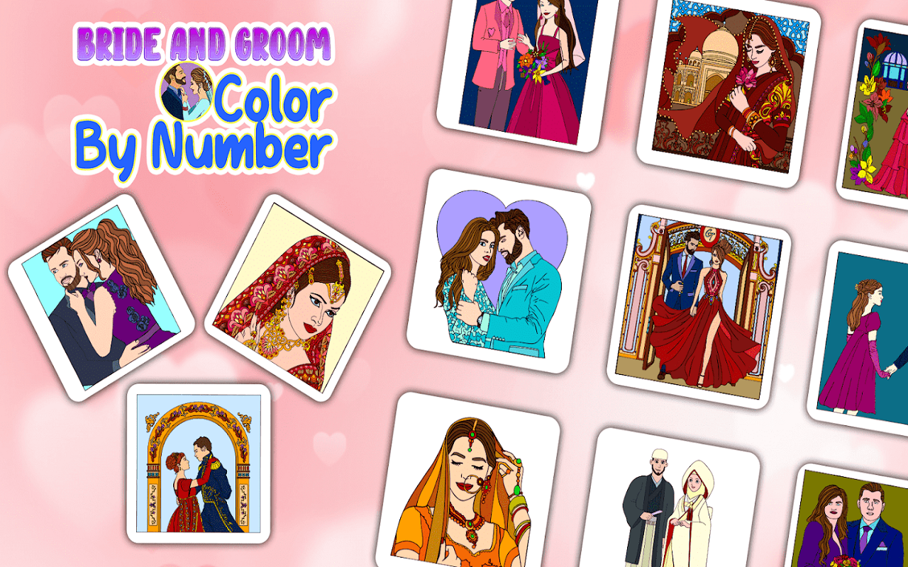 Bride and Groom Color By Number Book - Adult Wedding Coloring game ...