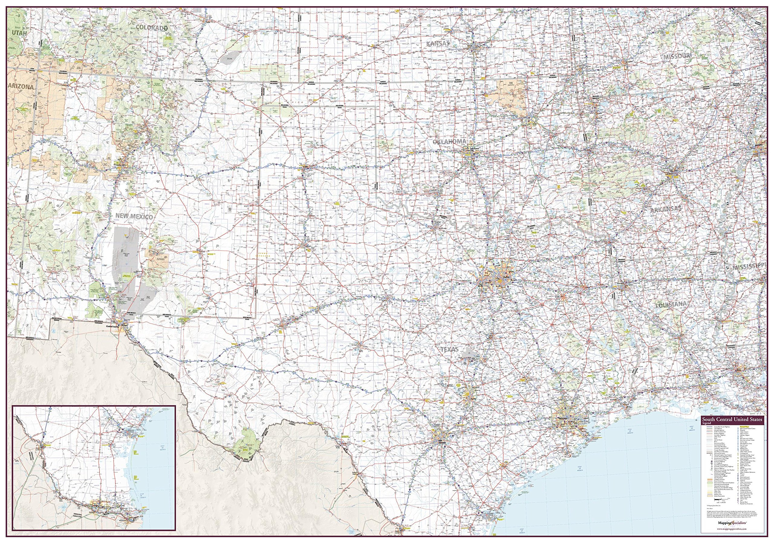 Mapa Del Centro Sur De Los Estados Unidos
