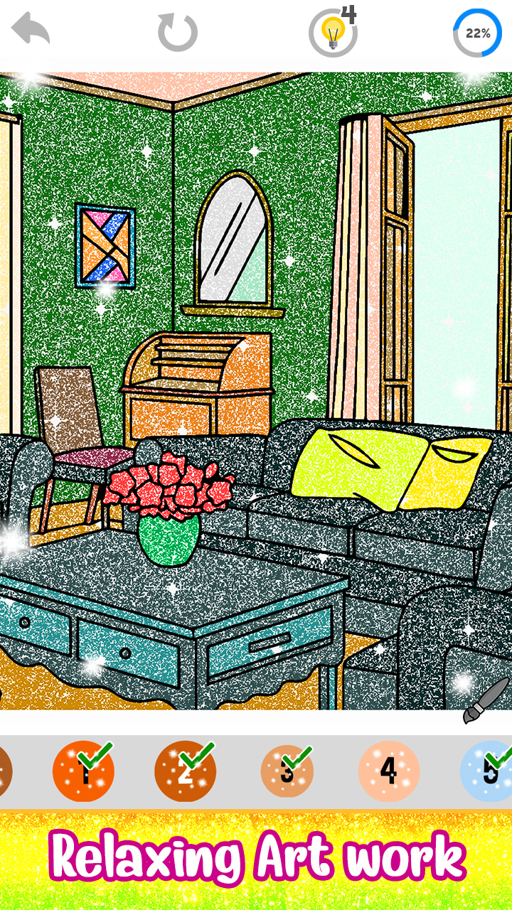 Furniture Color By Number - House Interior Glitter Painting:Amazon.com ...