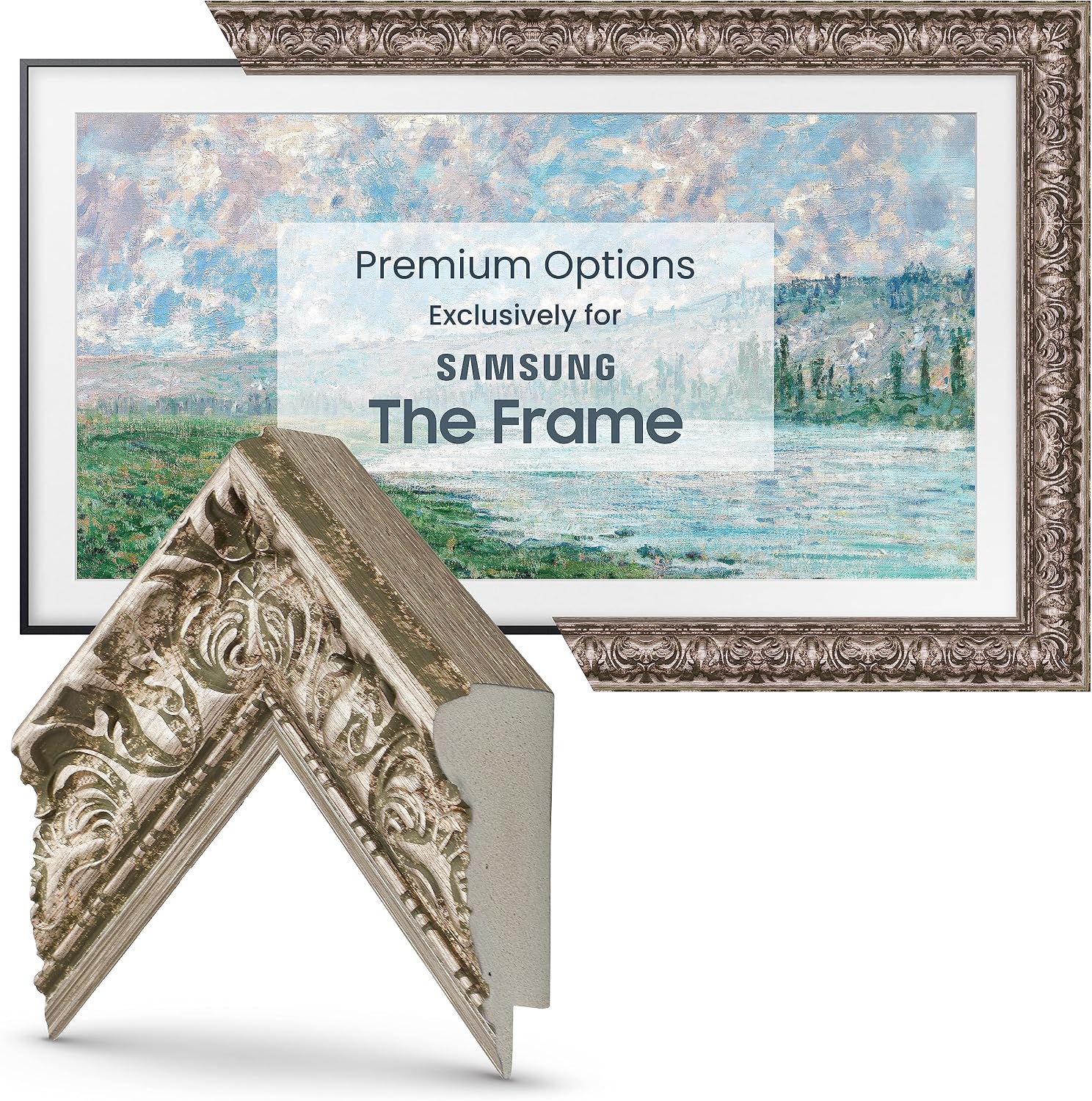 Amazon.com: Frame My TV Deco TV Frames - Tuscan Silver Smart Frame ...